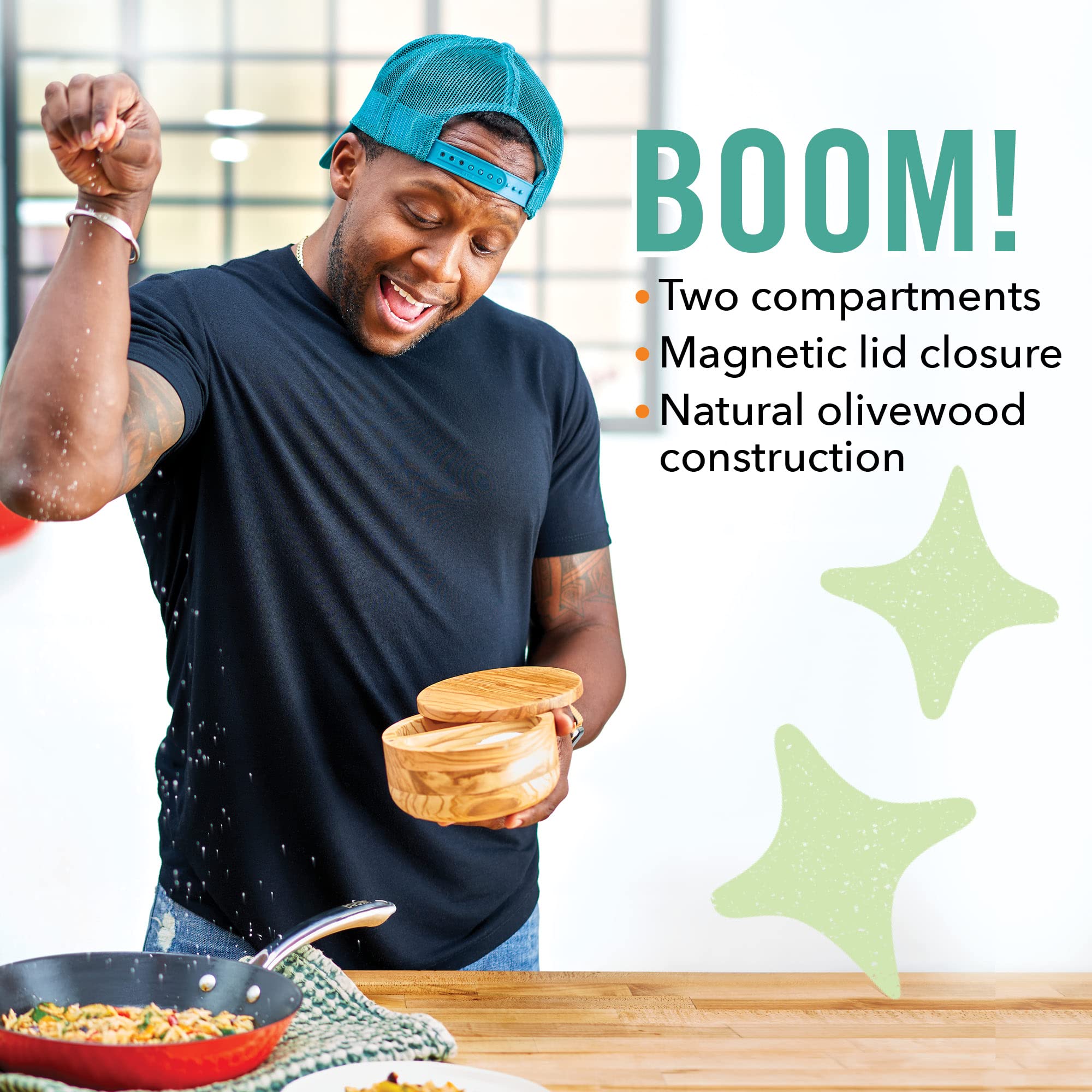 Snapklik.com : The Fit Cook X Dash Divided Olivewood Salt Cellar