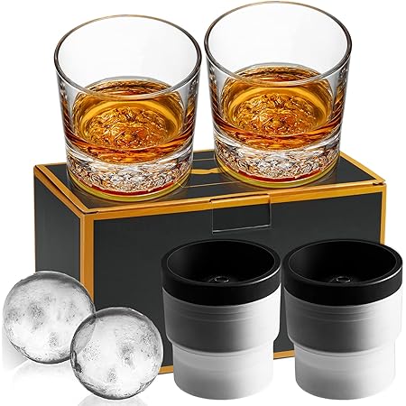 Amazon.com | Whiskey Rocks Glass, Set of 4 (2 Crystal Bourbon Glasses ...