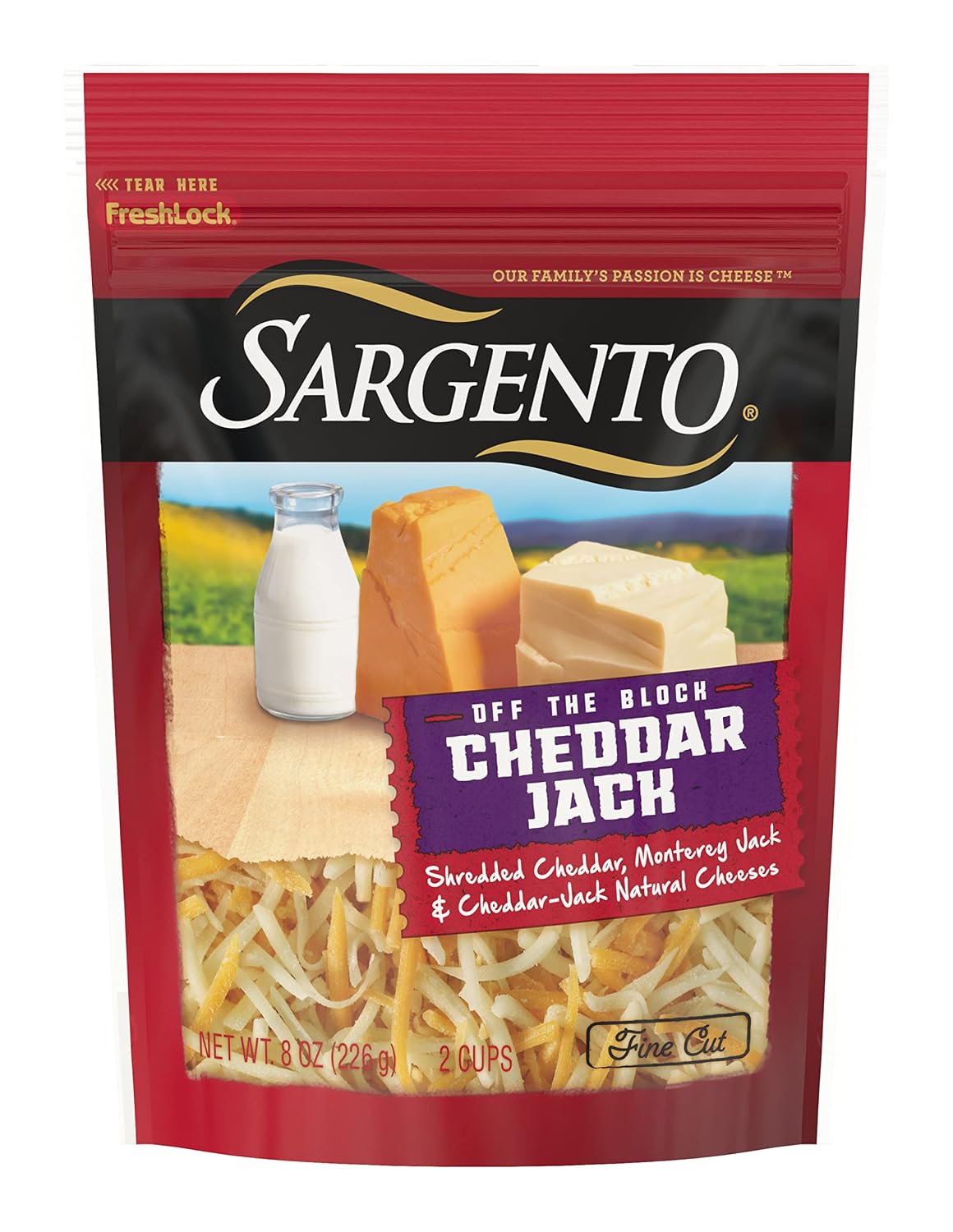 Amazon.com: Sargento Off the Block Cheddar Jack Shredded Cheese Fine ...
