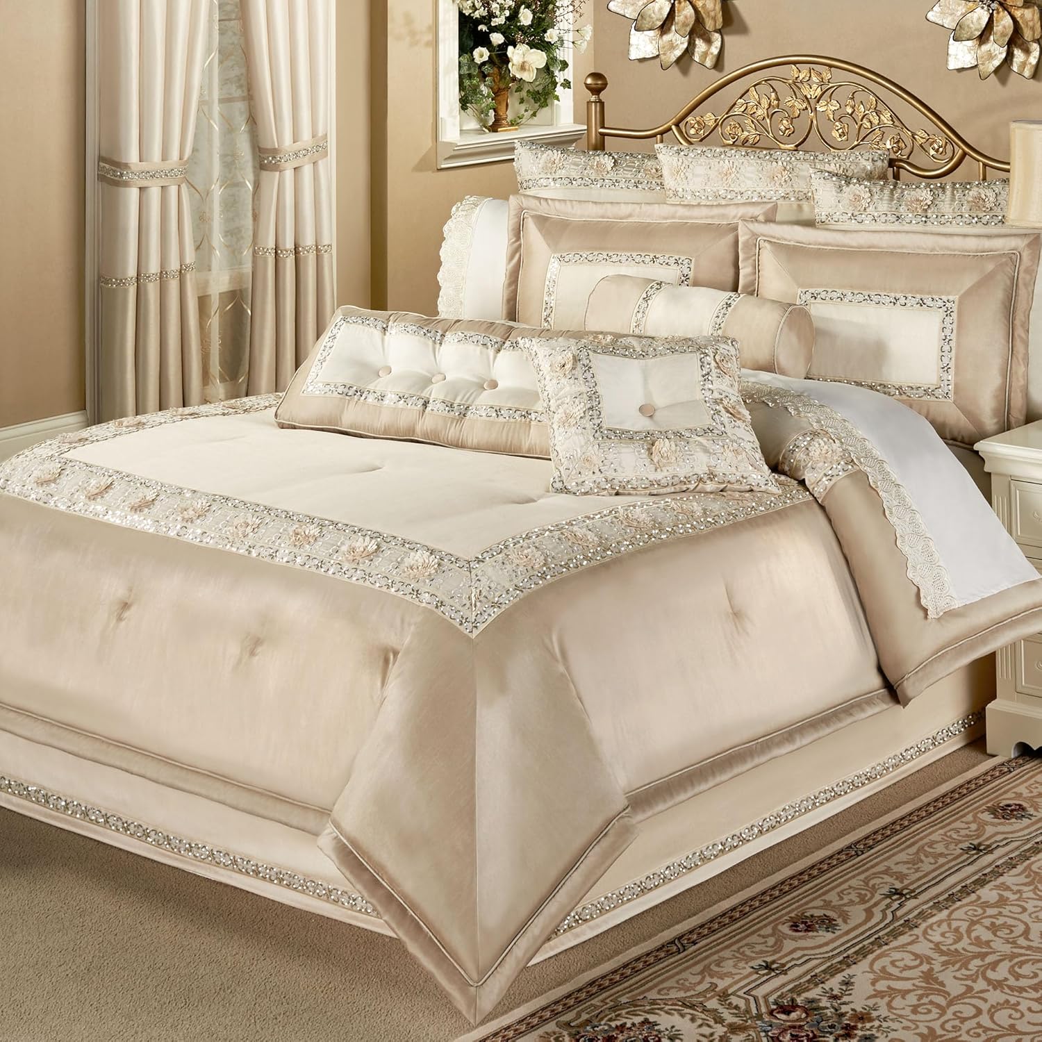 Amazon.com: Luxury Elegante Sophisticated Polyester Faux Silk King ...
