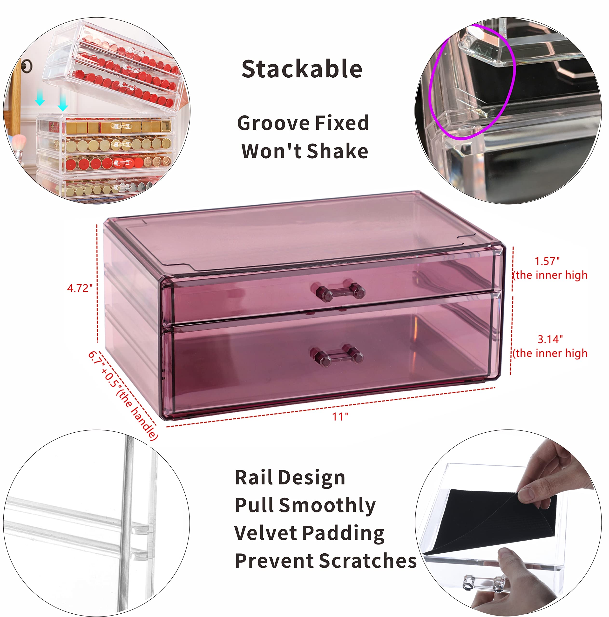 Cq acrylic Office Supply Organizers and Storage Bins with 2 Drawers ...