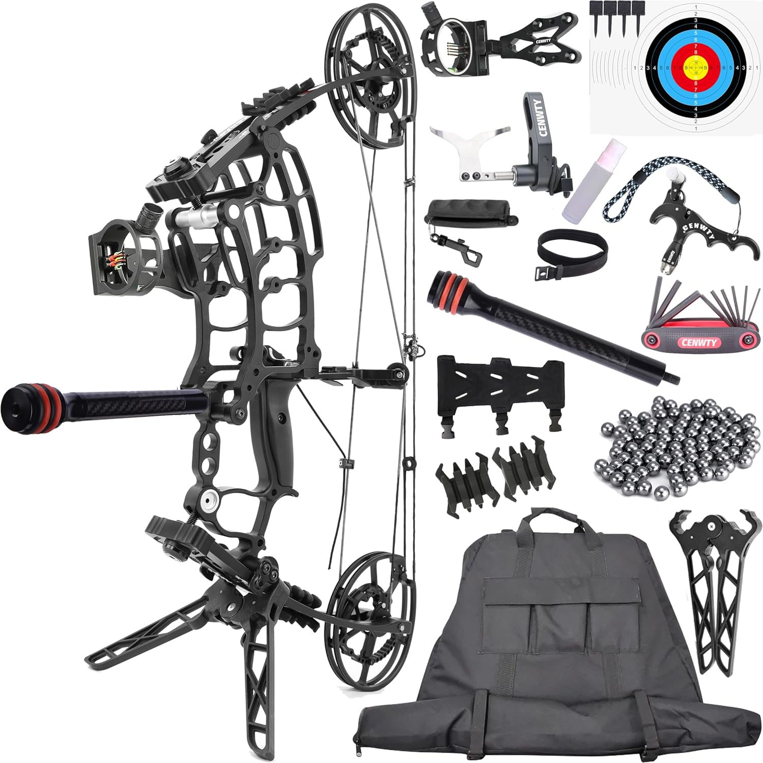 Amazon.com : CENWTY Compound Bow for Steel Ball and Arrow, Draw Weight ...