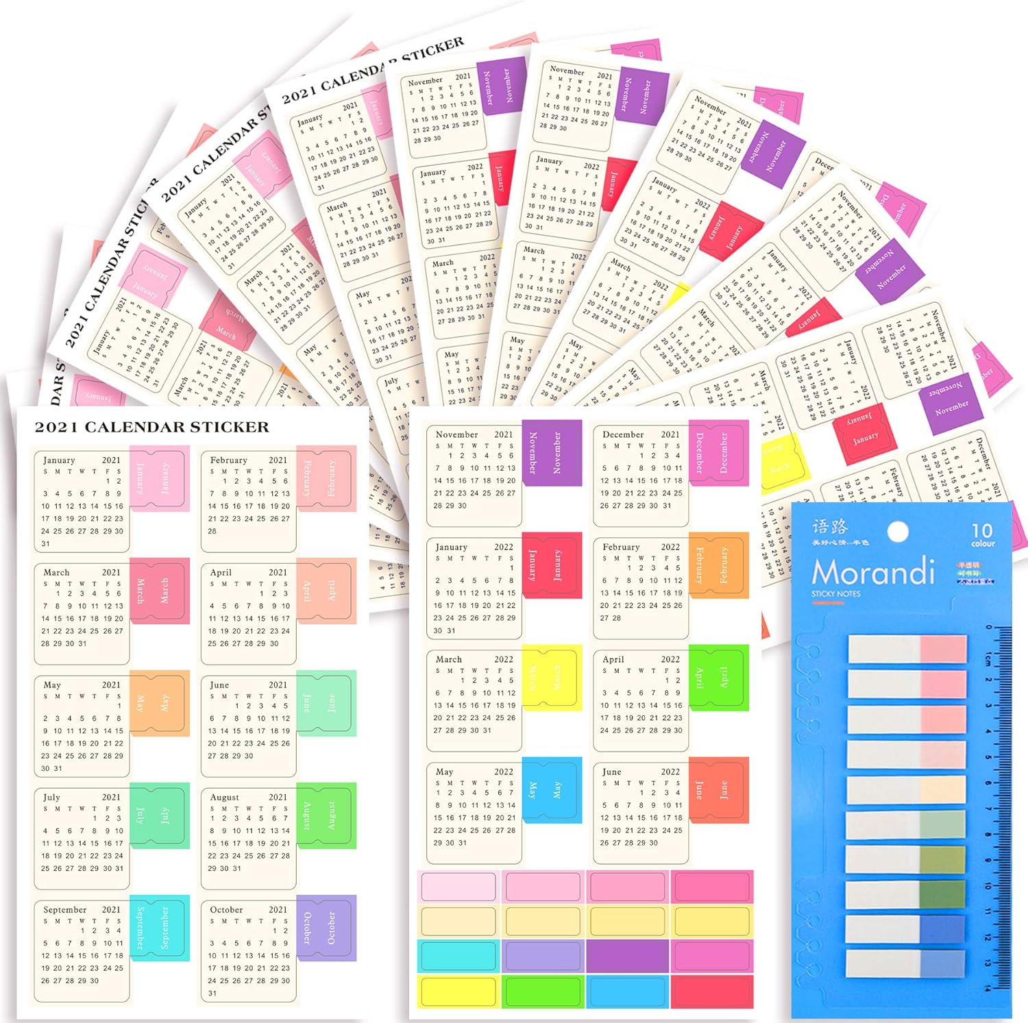 Larcenciel Calendar stickers and index tabs, 5 sets of monthly calendar ...