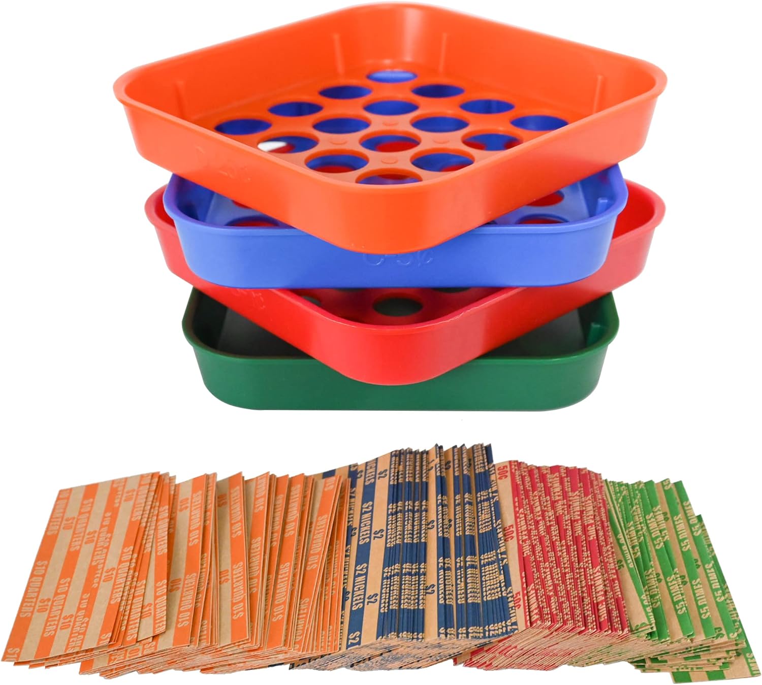 Amazon.com : ESSENTIAL Coin Sorters Tray, 4 Color-Coded Coin Sorting ...