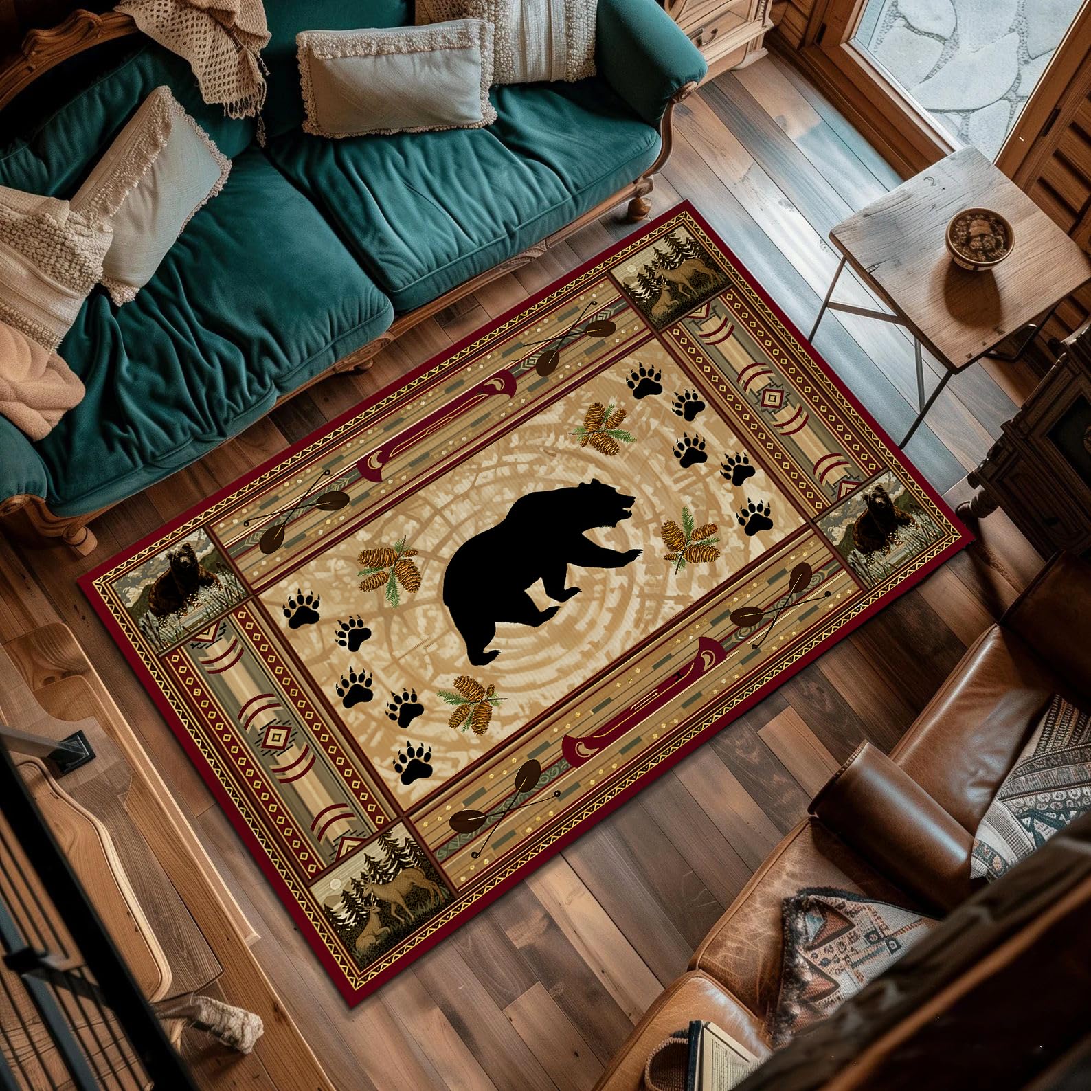 Amazon.com: Bear Rug for Living Room, Rustic Rugs for Living Room, Bear ...