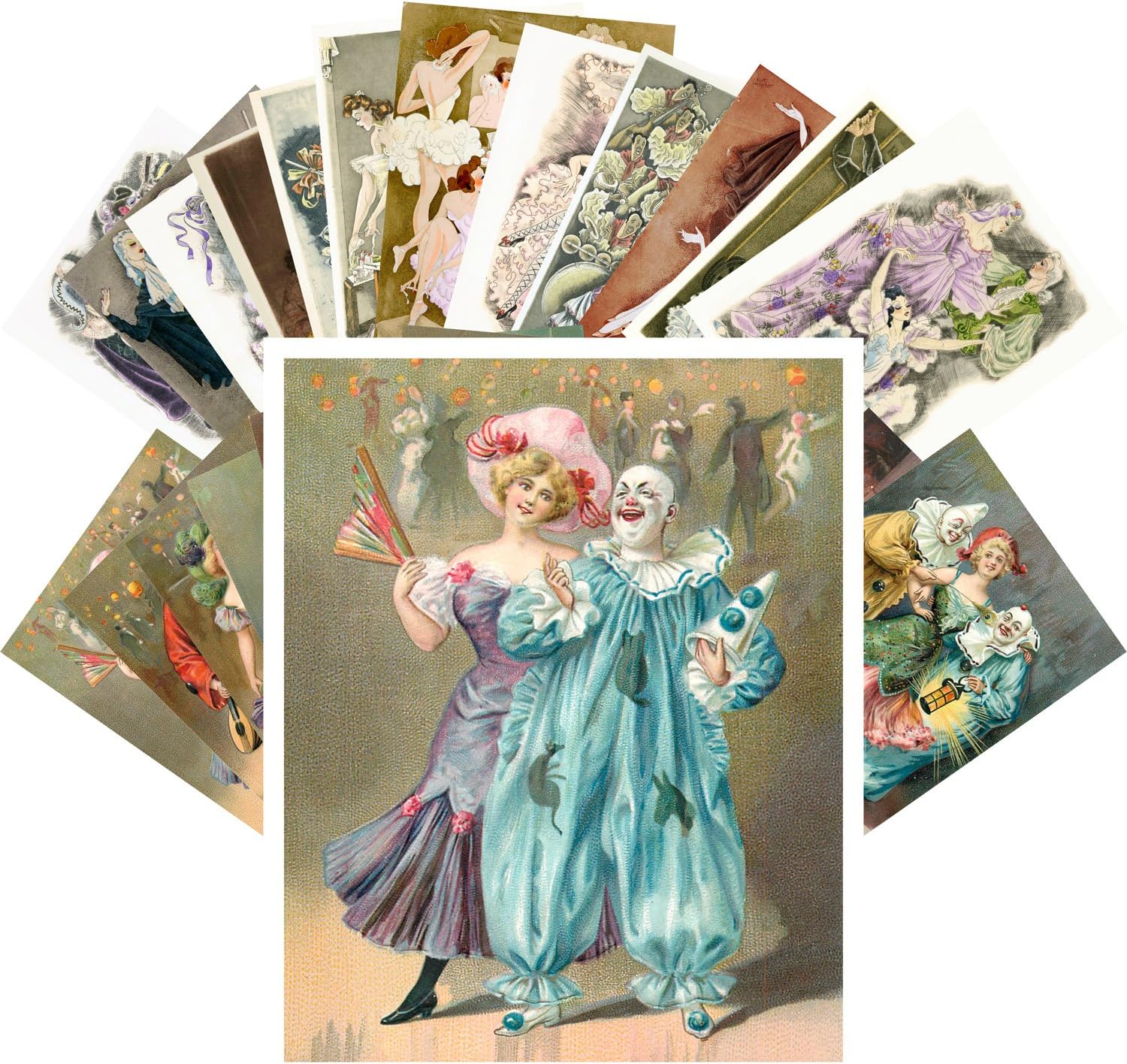 Amazon.com : Vintage PostCards 24 pcs Vintage Carnival Cabaret Vintage ...
