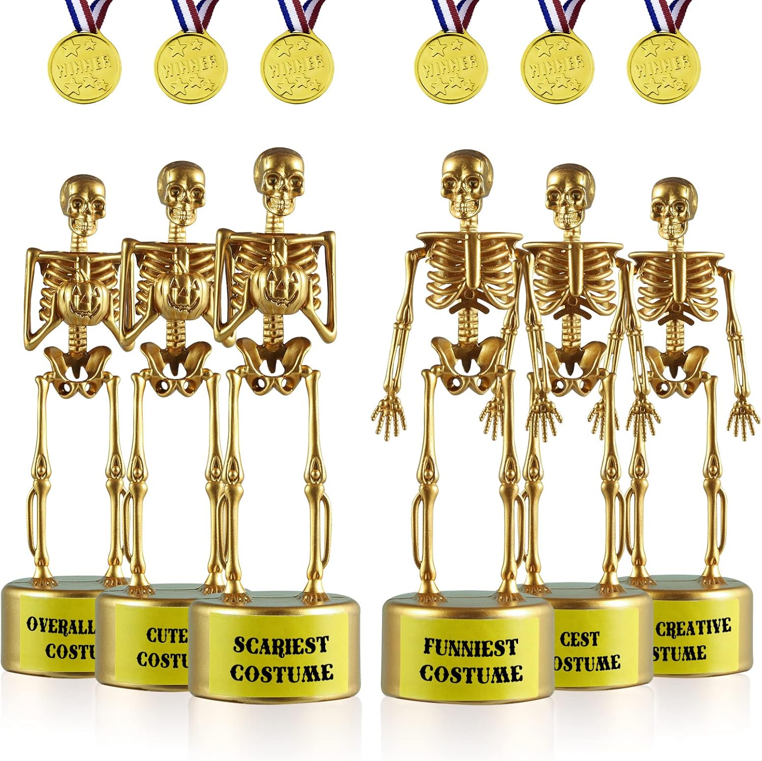 Amazon.com : ASONA 12 Pcs Halloween Trophy Awards, 6 Skeleton Trophies ...