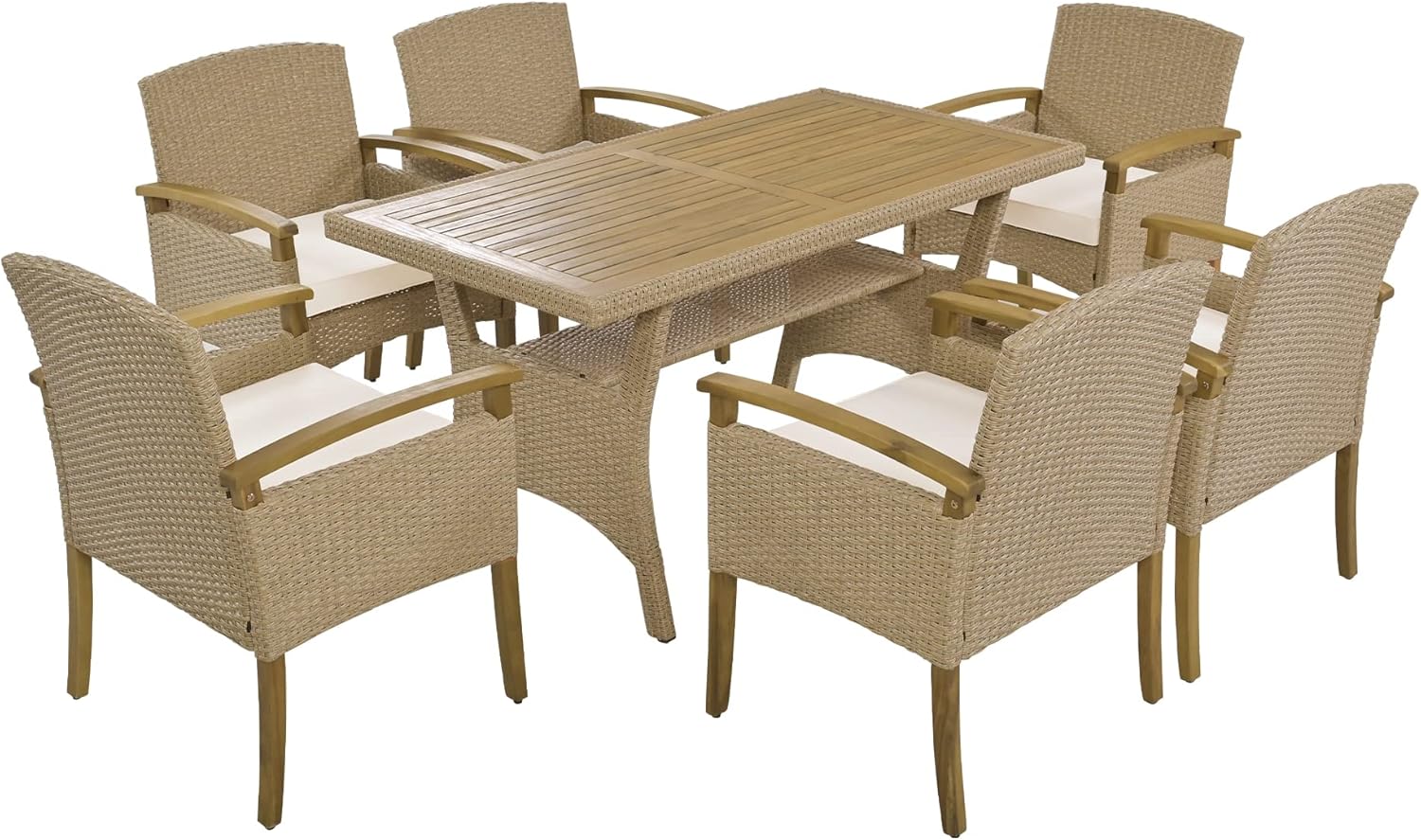 Amazon.com: LUMISOL 7-Piece Outdoor Patio Dining Table Set, Wicker ...