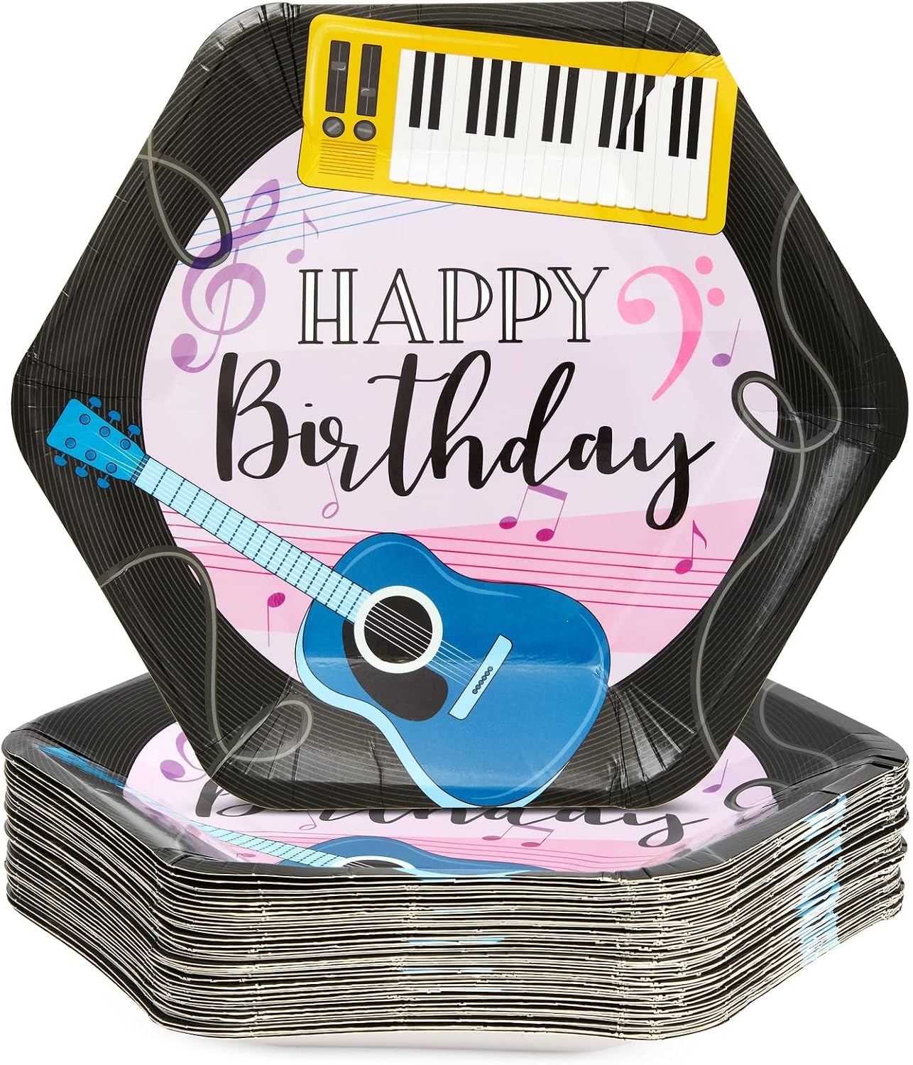 Amazon.com: Sparkle and Bash Music Plates Hexagon Paper Plates - 48 ...
