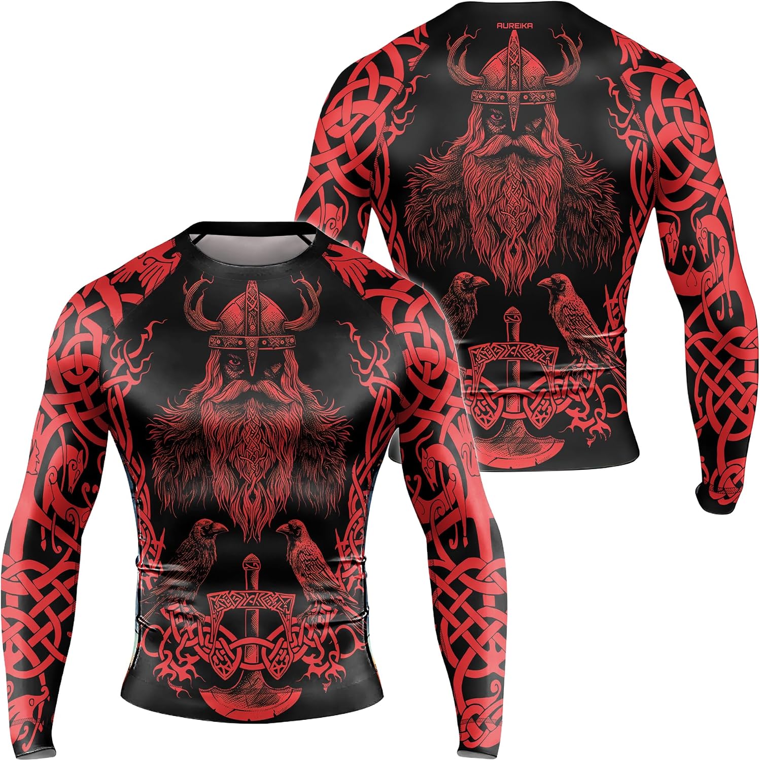 Amazon.com: AUREIKA Viking Long Sleeve Rash Guard for Men – Compression ...