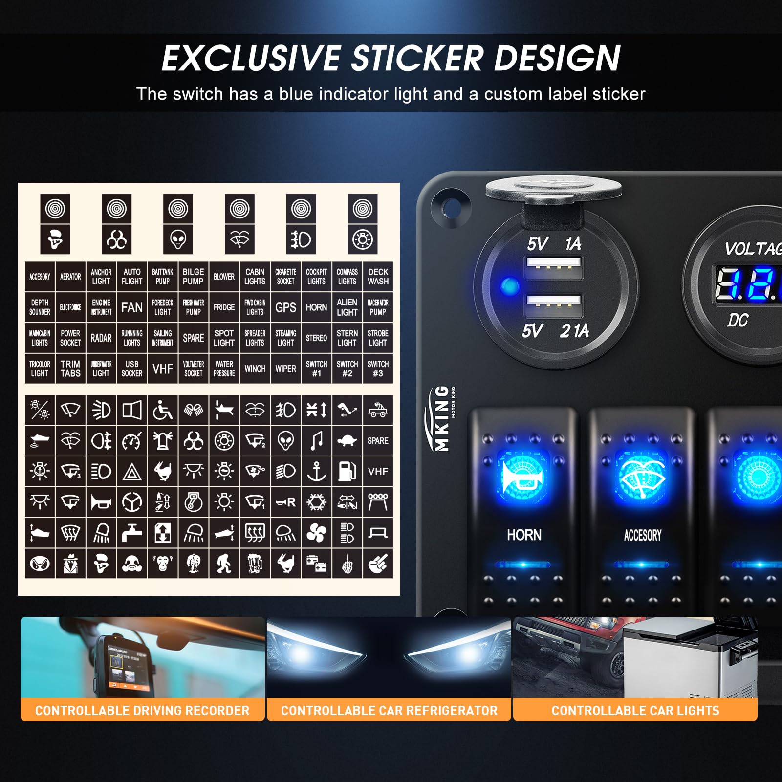 Snapklik.com : 5 Gang Boat Switch Panel,Marine Switch Panel Waterproof ...