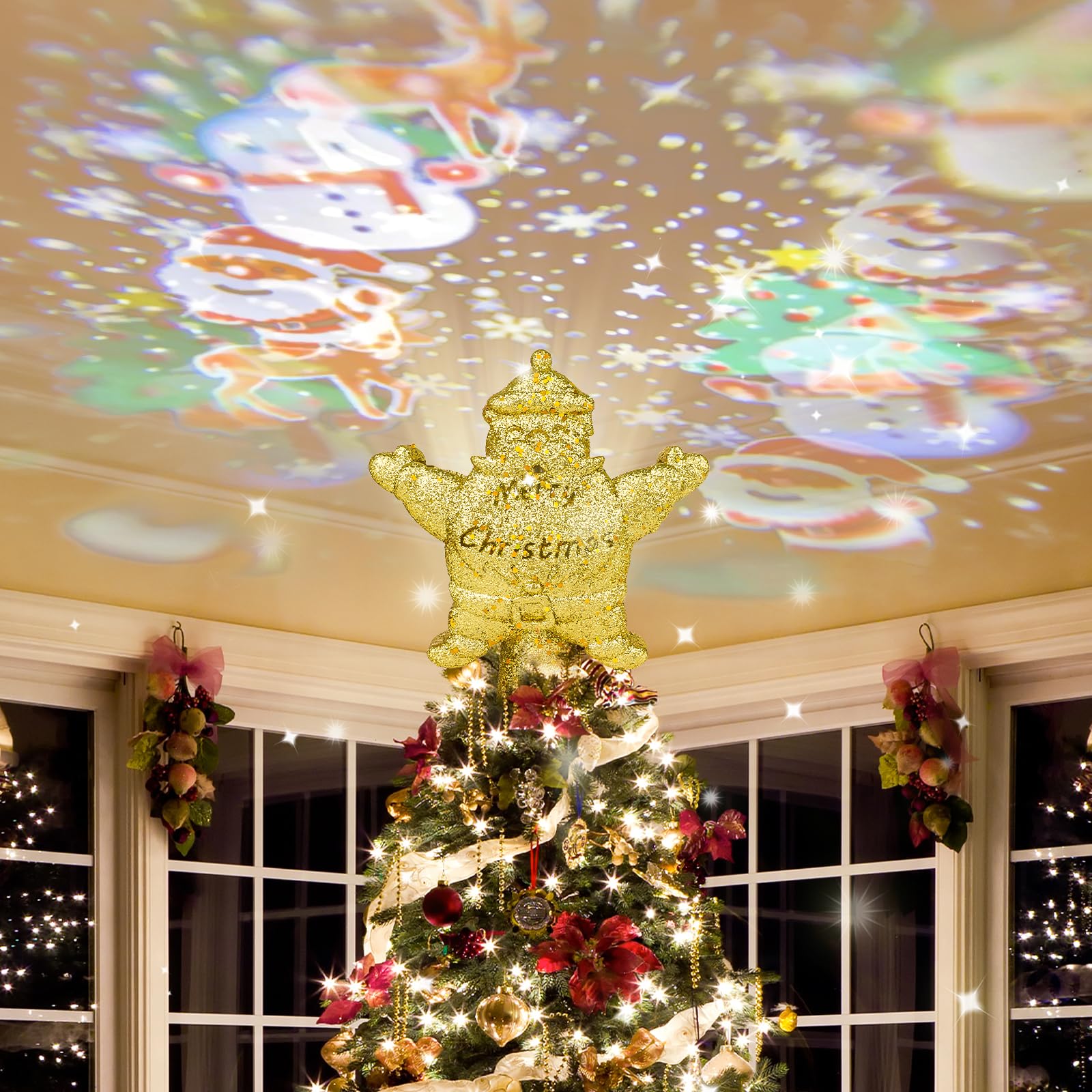 Christmas Tree Topper Decorations - 3D Glittered for Christmas ...