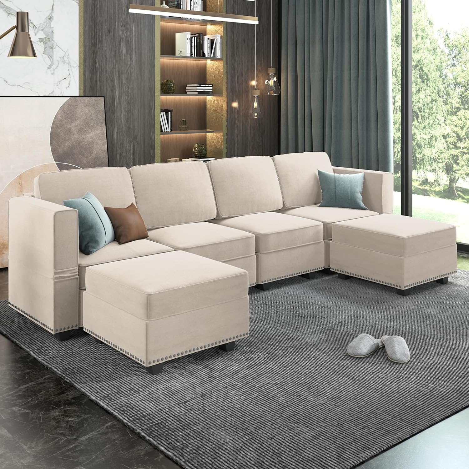 Amazon.com: MUZZ 116" Modular Sectional Sofa with Adjustable Armrest ...