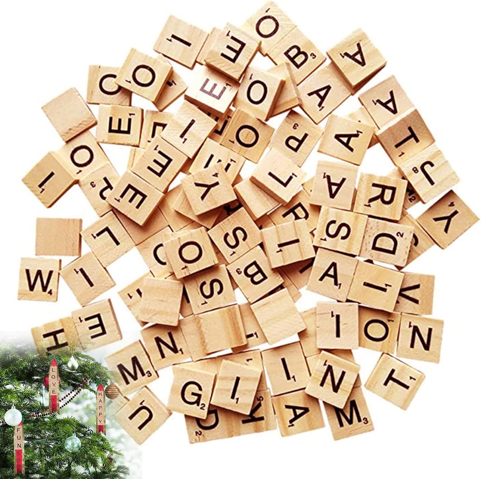 ASPIRE UK ® 200 Wood Scrabble Tiles Wooden Black Letters Board Crafts ...