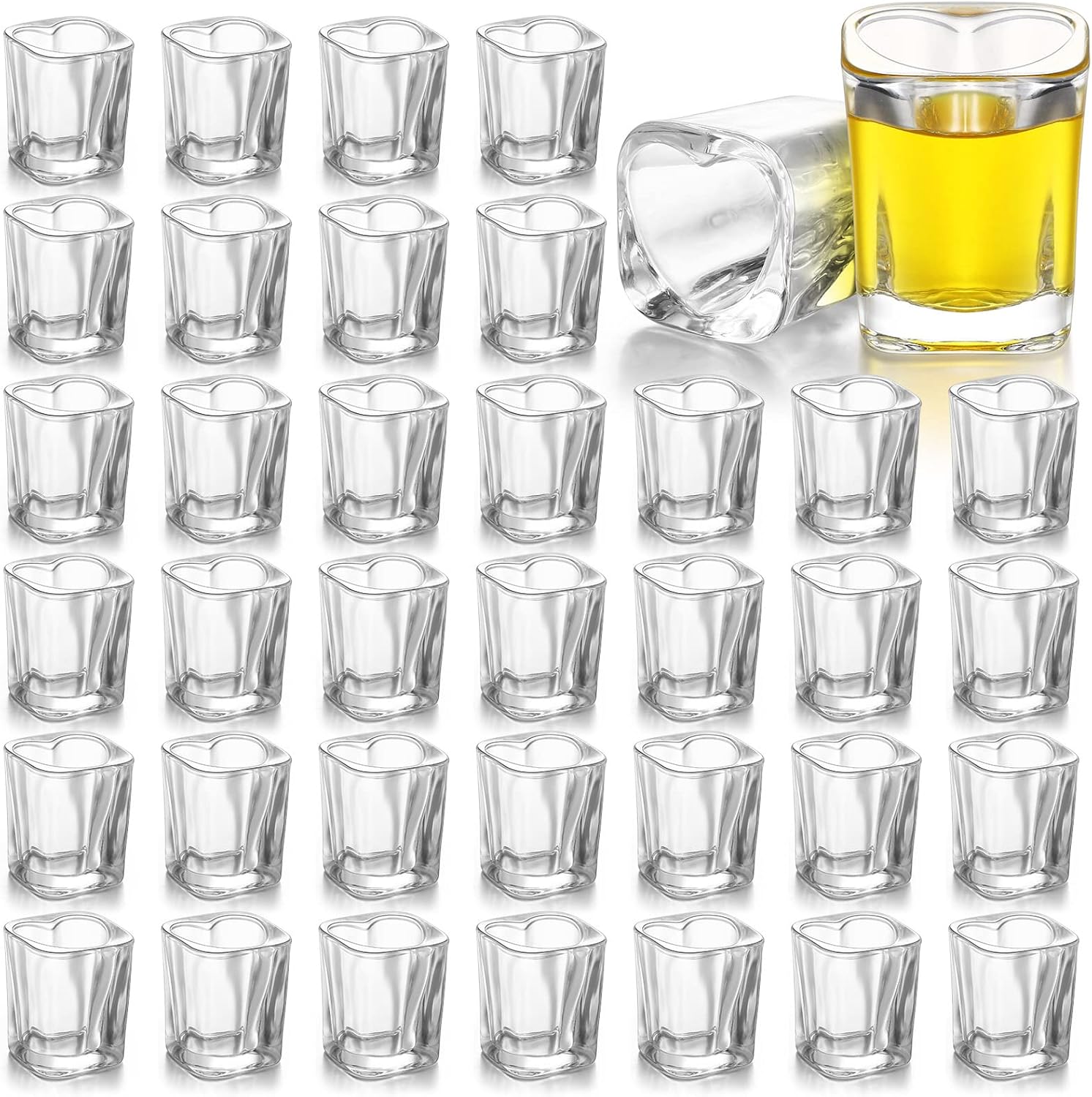 Amazon.com | Yaomiao 36 Pieces Heart Shaped Shot Glasses 2 oz Clear ...