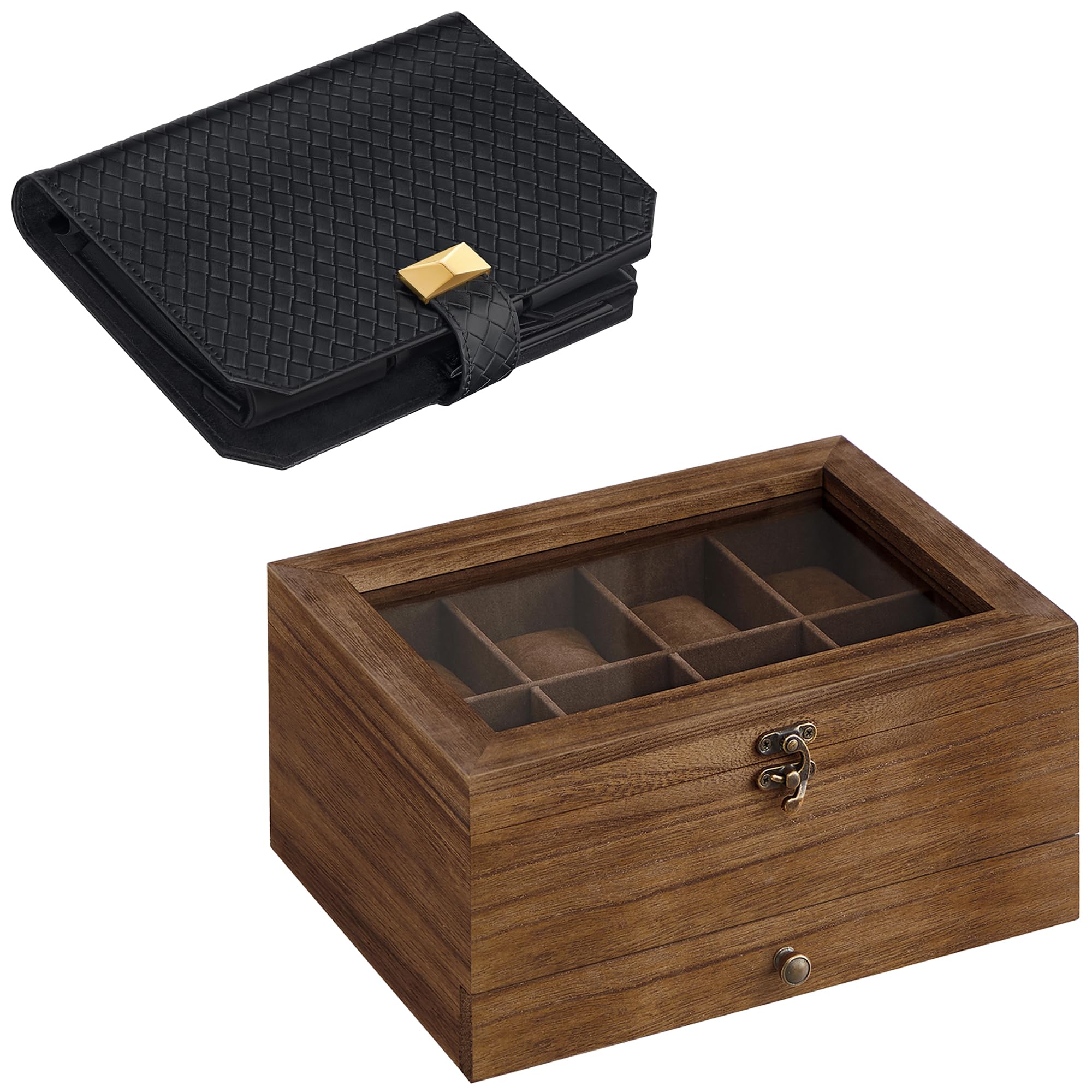 Amazon.com: SONGMICS 8-Slot Watch Box and 3-Slot Watch Travel Case ...