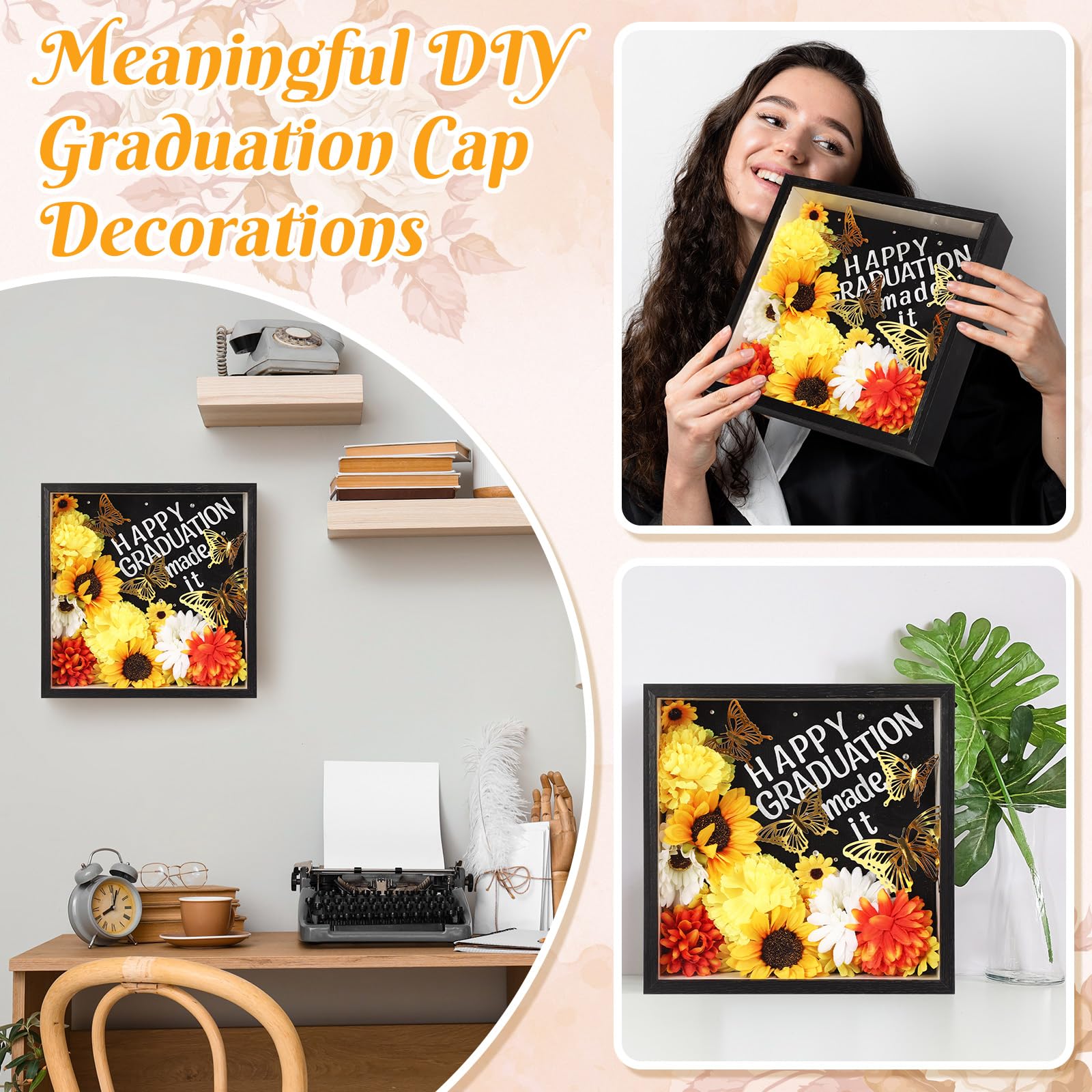 Snapklik.com : 36 Pcs Graduation Cap Decorations Kits 2025 DIY Yellow ...