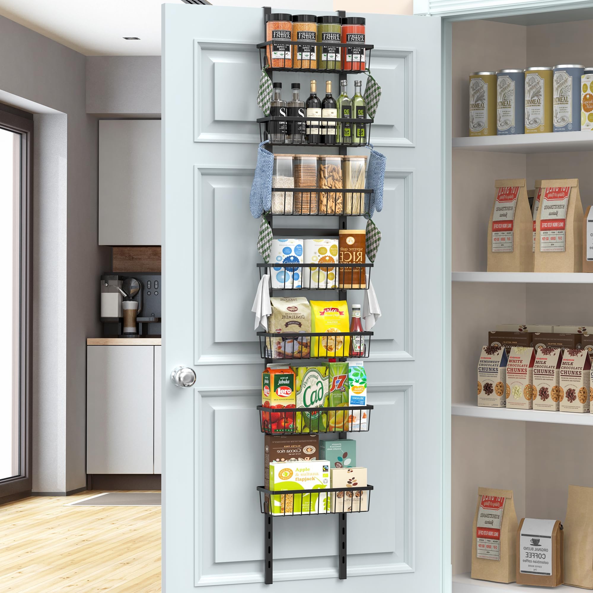 Amazon.com: HuggieGems 7 Tier Over the Door Pantry Organizer Rack, Over ...