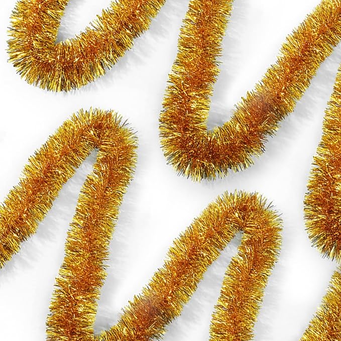 Amazon.com: Ohiyoo 50 Feet Gold Tinsel Garland Christmas Foil Tinsel ...