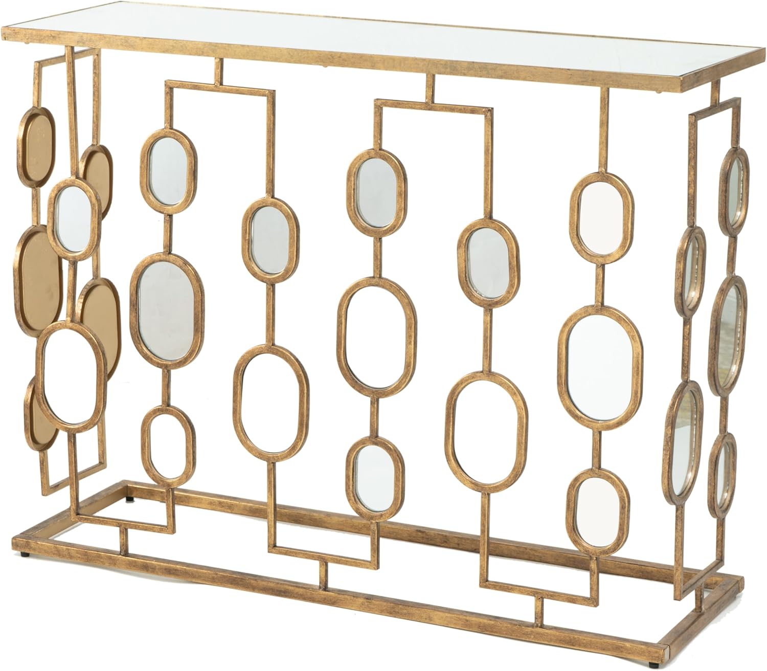 Amazon.com: A&B Home Mirrored Gold Console Table w/Geometric Accents ...