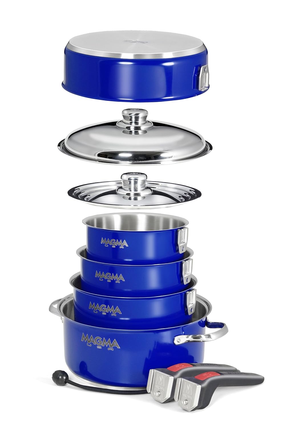 Buy Magma 10 Piece Gourmet Nesting Cobalt Blue Stainless Steel Cookware ...