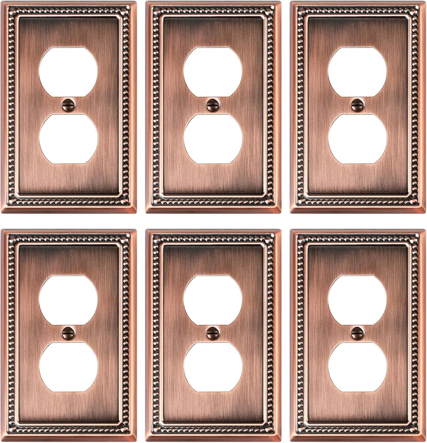 TREEWELL 6-Pack Duplex Outlet Cover Plate, Antique Copper Metal Wall ...