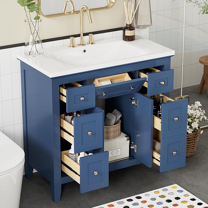 Virubi Modern 36 Inch Bathroom Vanity with Single Sink Set ...