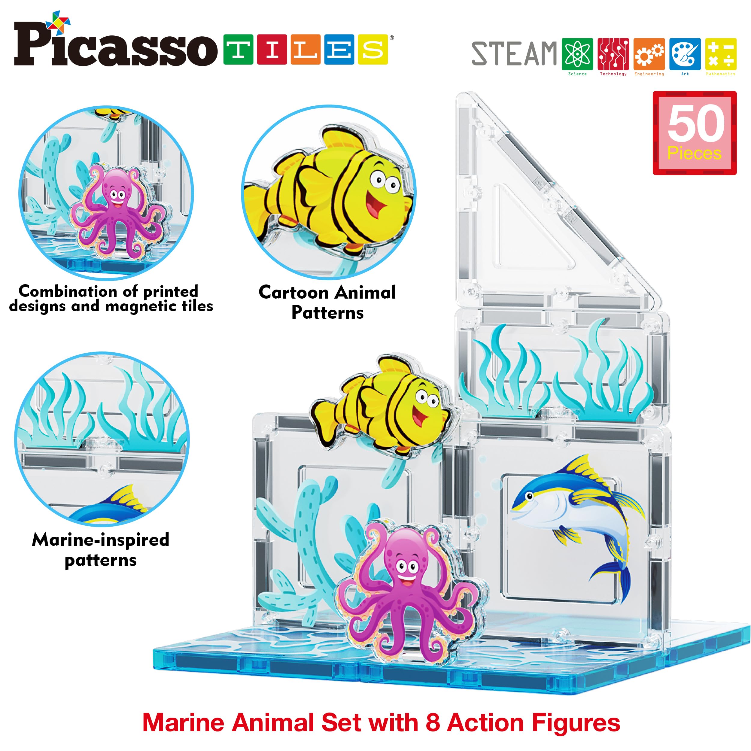 Snapklik.com : PicassoTiles Magnet Tile Building Blocks Aquarium Marine ...