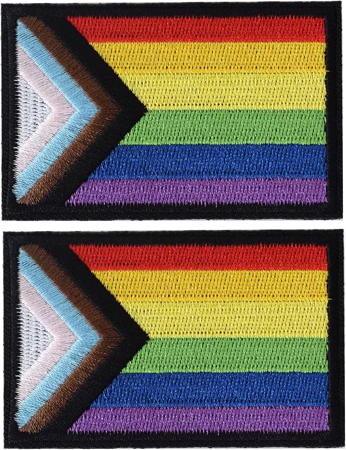 TACVEL 2Pcs Pride Progress Rainbow Flags Patch, Hook and Loop LGBTQ ...