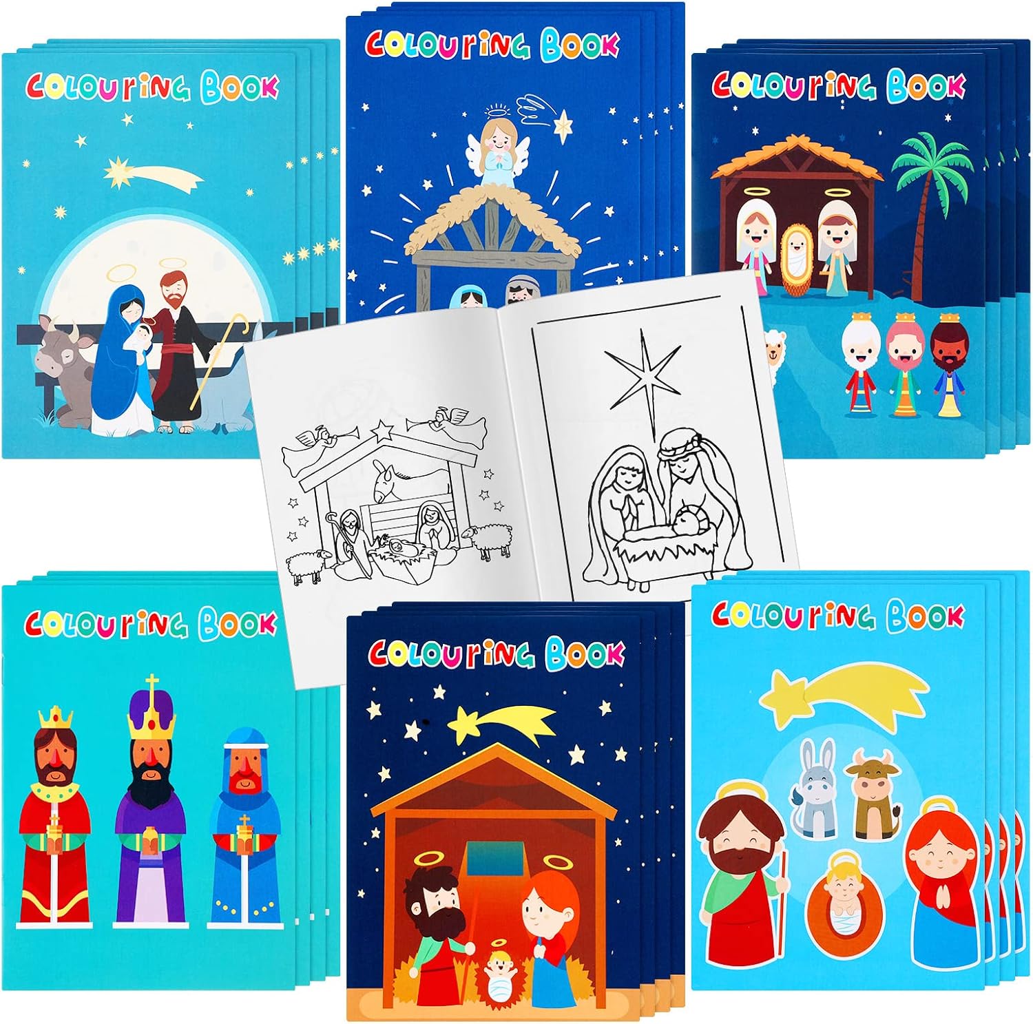 24 Pieces Christian Bible Coloring Book Bulk Christmas Nativity ...