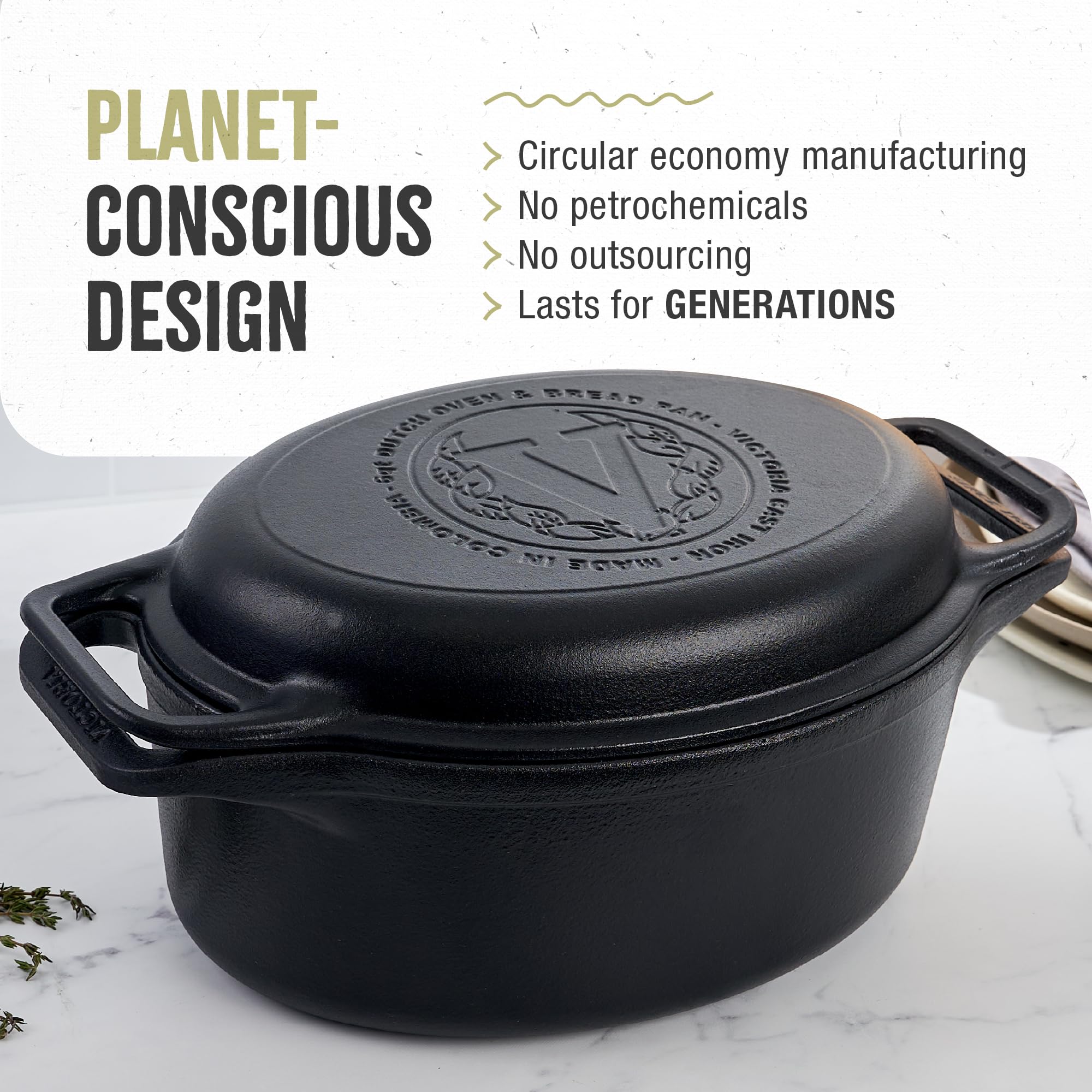 Snapklik.com : 6-Quart Cast Iron Oval Dutch Oven, Combination Combo Cooker Pot And Skillet ...