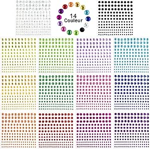 2300+PCS Gem Stickers, 14 Sheets Multi-Color Self Adhesive Bling ...