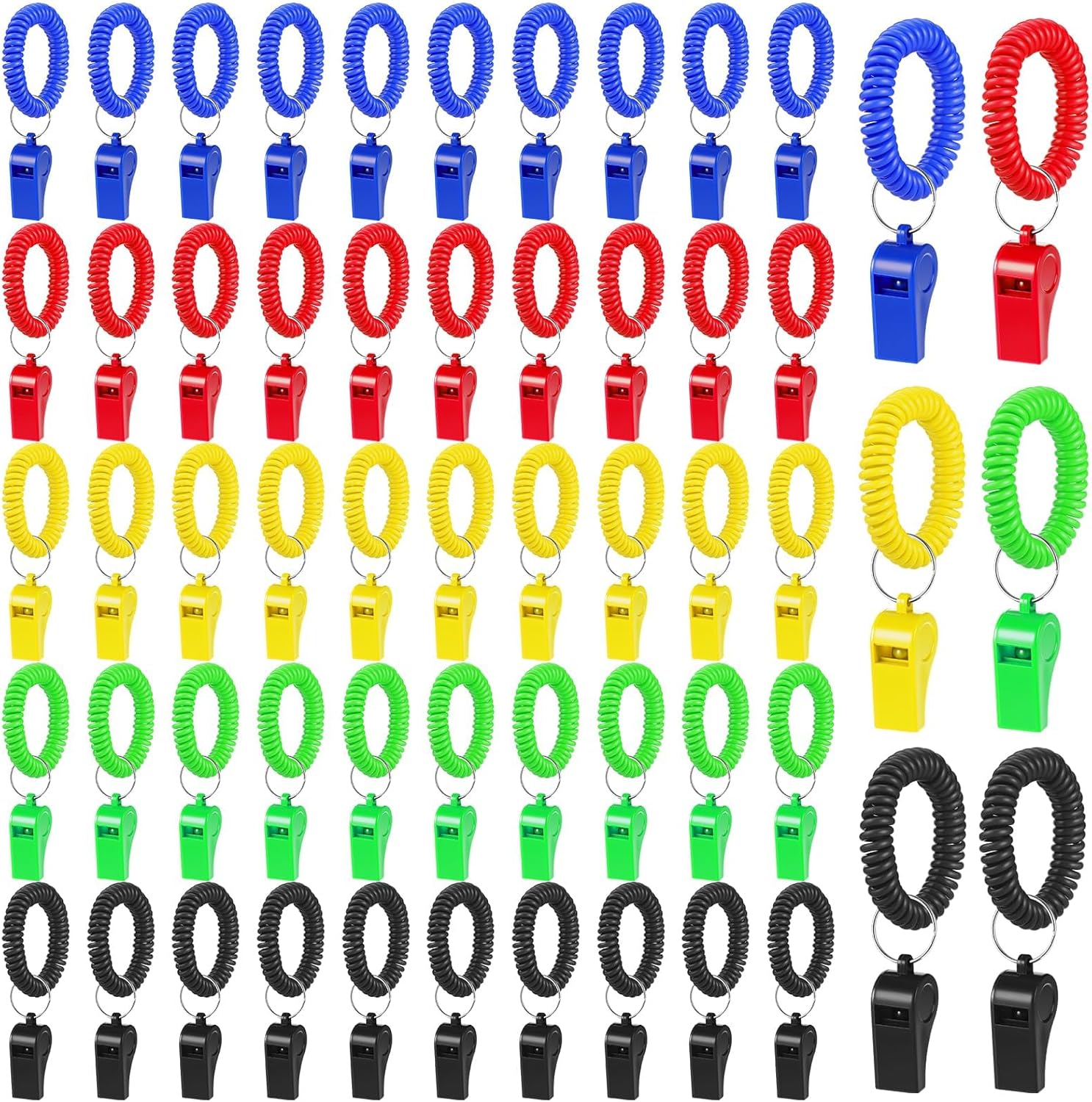 Amazon.com : SHENLIU 50 Pcs Sport Whistle with Bracelet, Multicolor ...