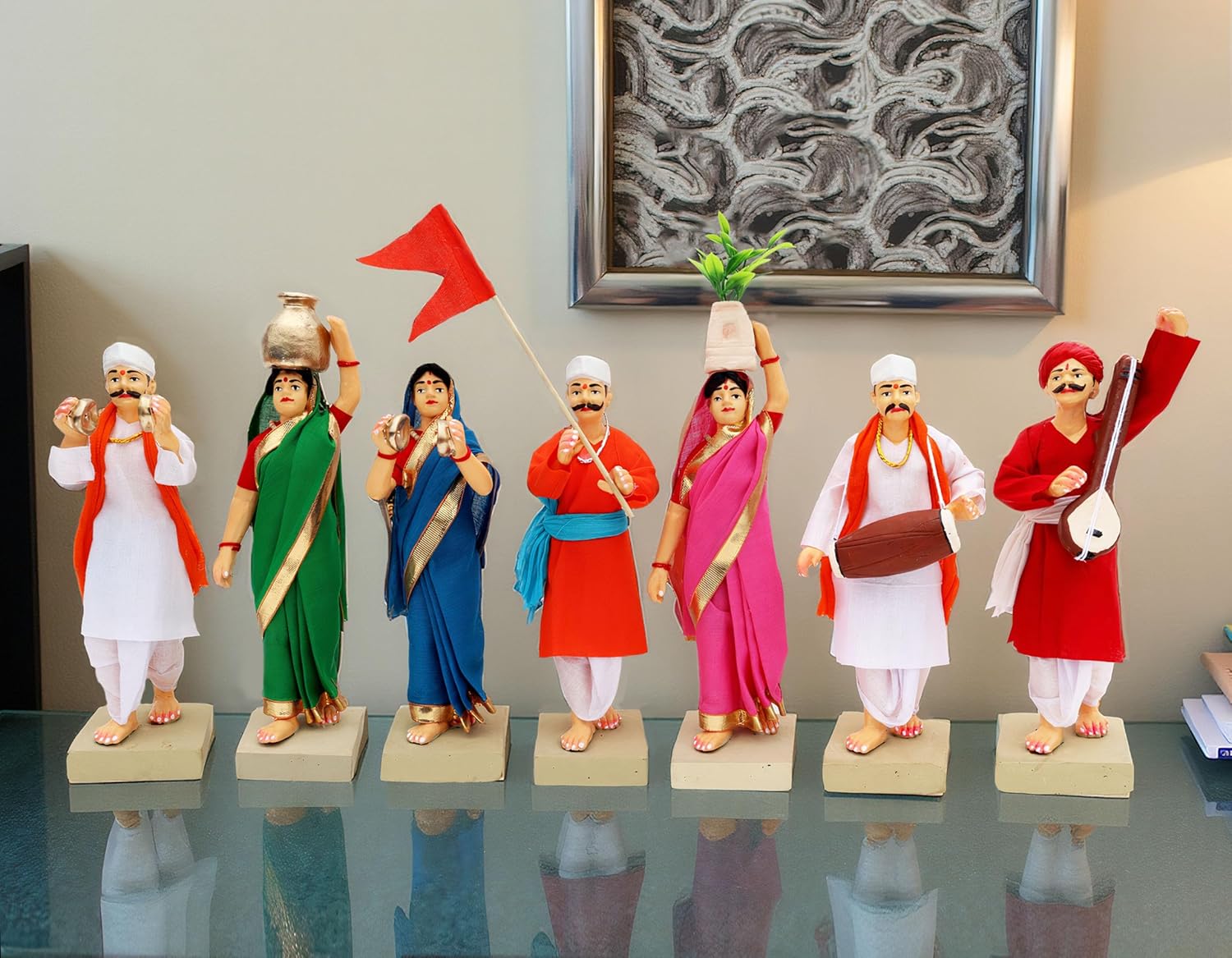 Buy Niharika Collections Handmade Clay Terracotta | VARKARI Set of 7 ...