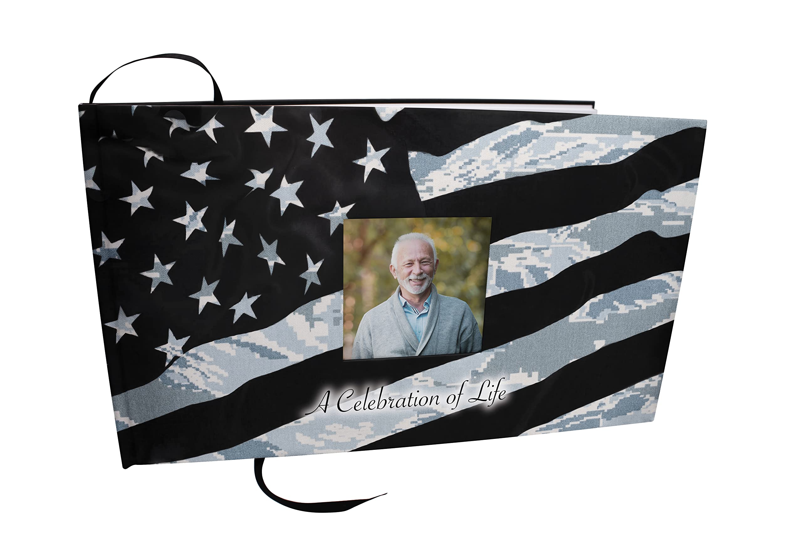 Amazon.com: Military Matching Photo Funeral Guest Book Celebration of ...
