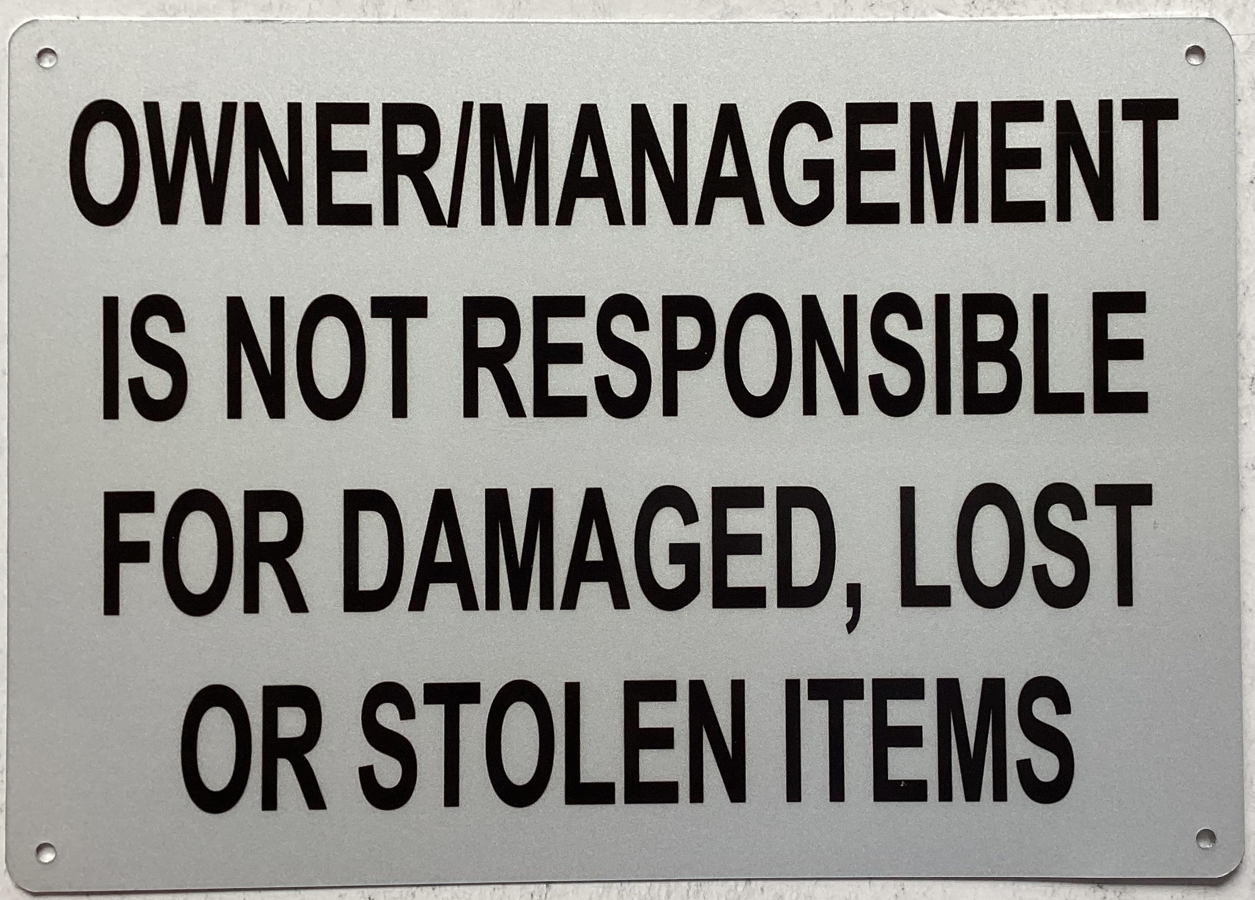Amazon.com: OWNER IS NOT RESPONSIBLE FOR DAMAGED, LOST OR STOLEN ITEMS ...