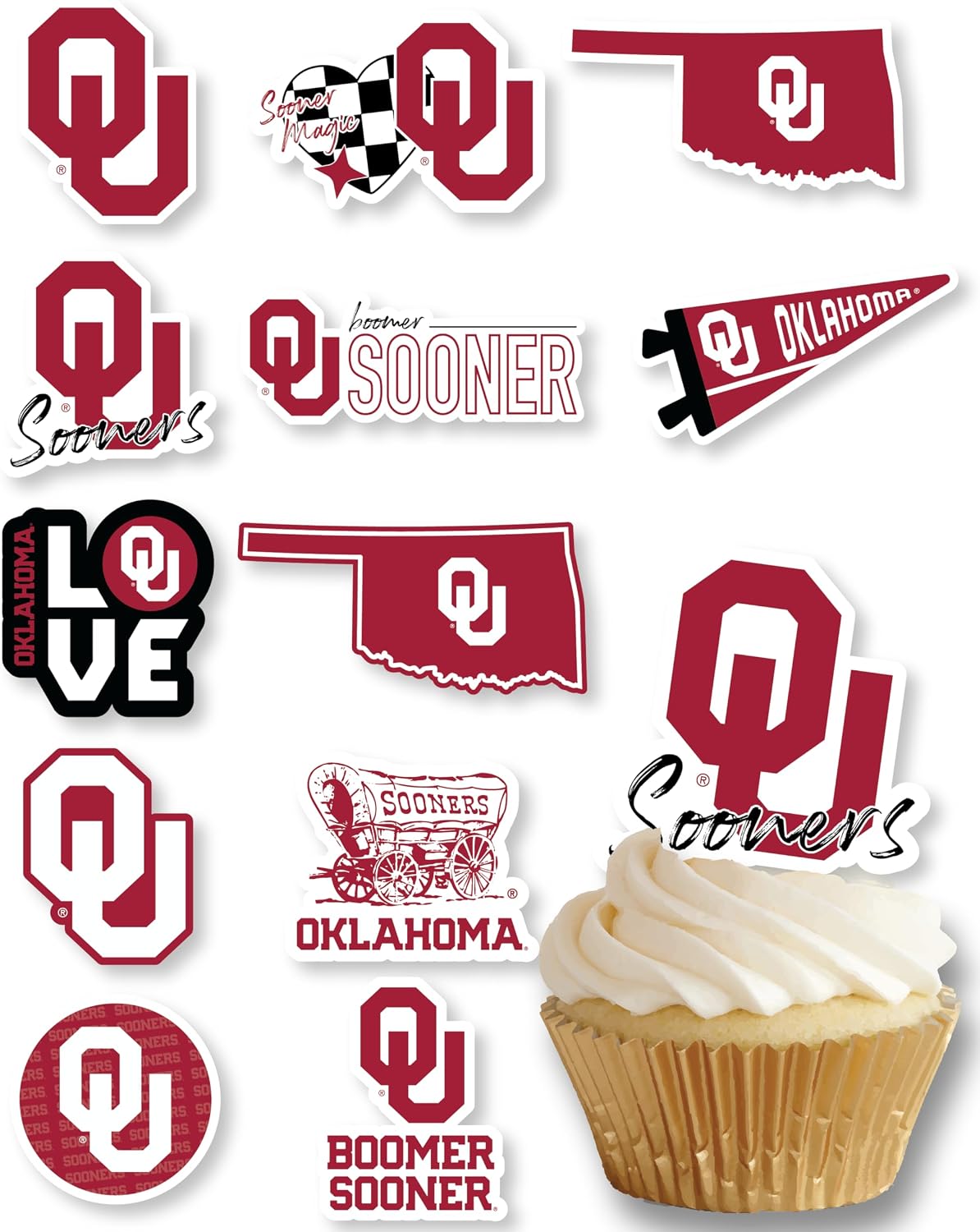 Amazon.com: Oklahoma Sooners Cupcake Topper Party Supplies for Boomer ...