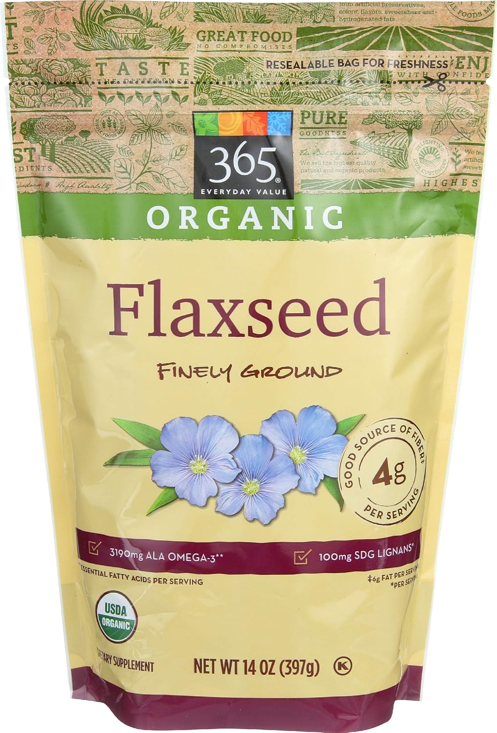 Amazon.com: 365 Everyday Value, Organic Flaxseed Finely Ground, 14 oz ...