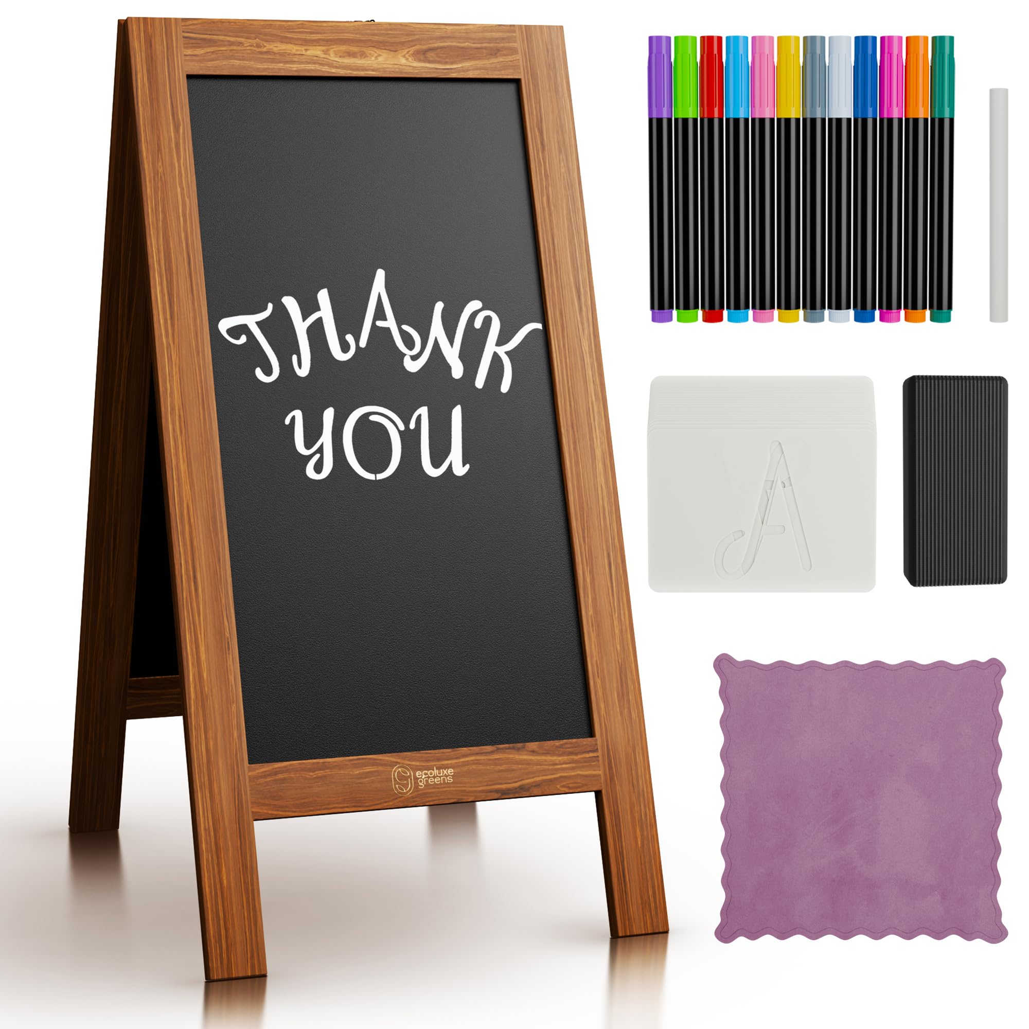 Amazon.com : EcoLuxe Greens Sandwich Board Sign - Wooden A Frame Easel ...