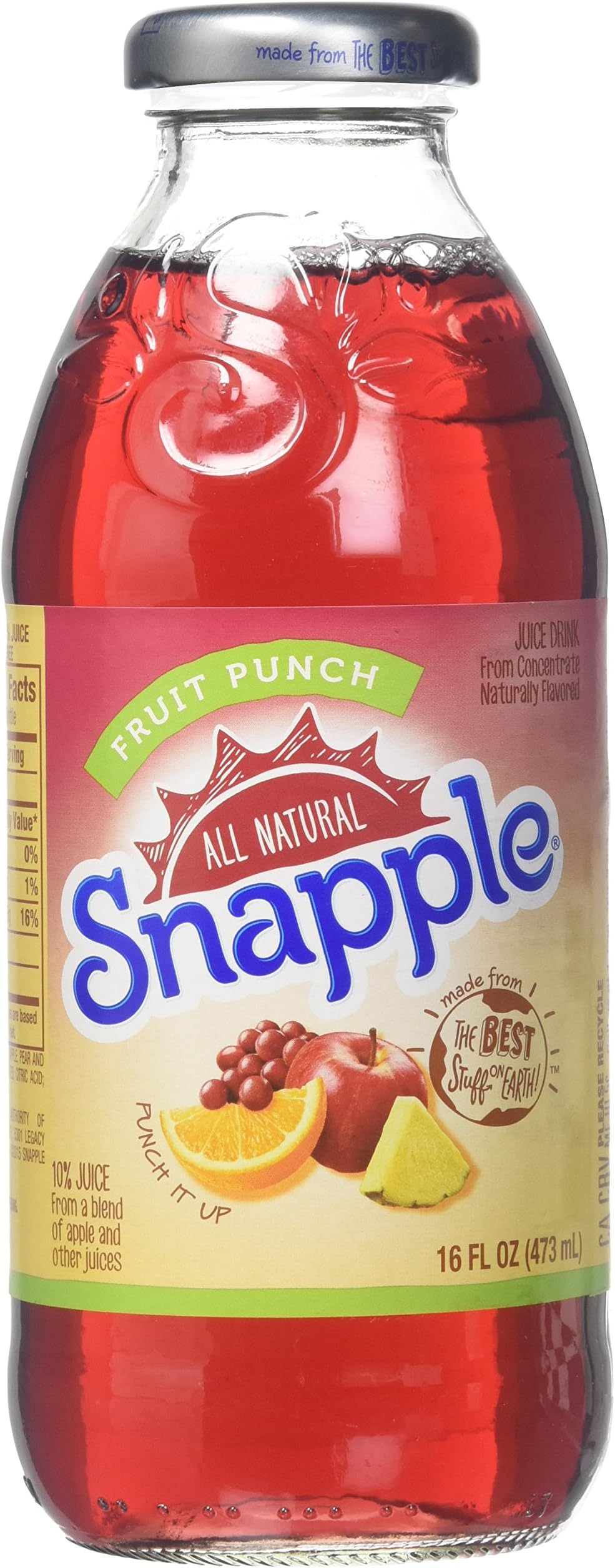Amazon.com : Snapple, Fruit Punch Juice Drink, 16 Fluid Ounces ...