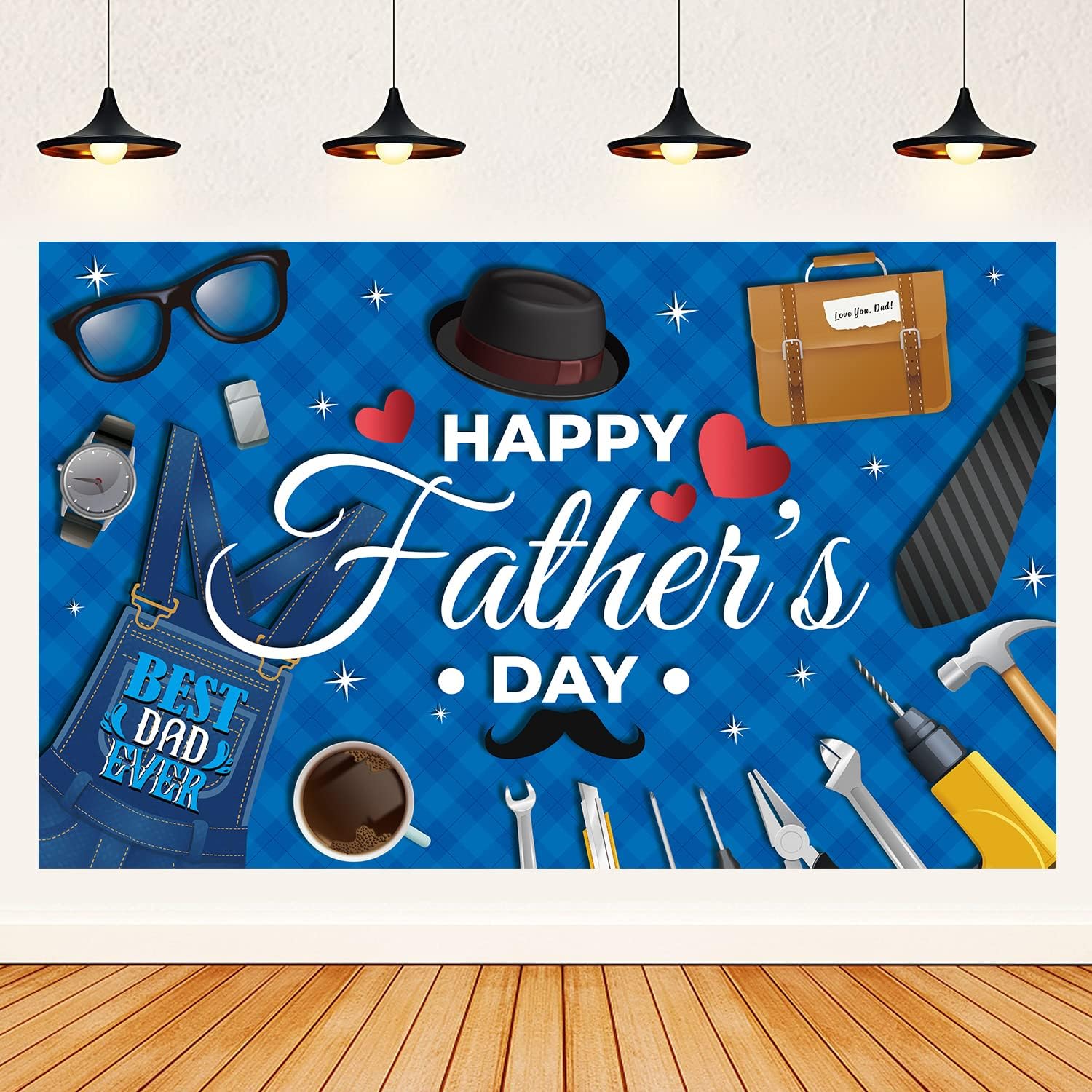 Amazon.com : KORHONEN Happy Fathers Day Banner Backdrop,Happy Fathers ...