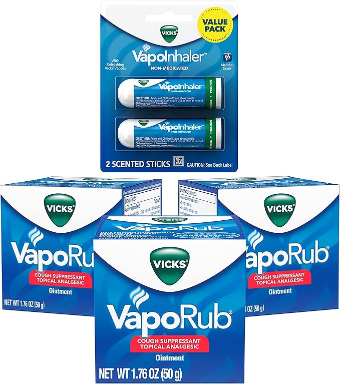 Amazon.com: Vicks VapoInhaler 2 pack & Vicks Vapo Rub 3 pack