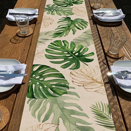 Amazon.com: Artificial Palm Leaves Table Runners 72 Inch Long Tropical ...