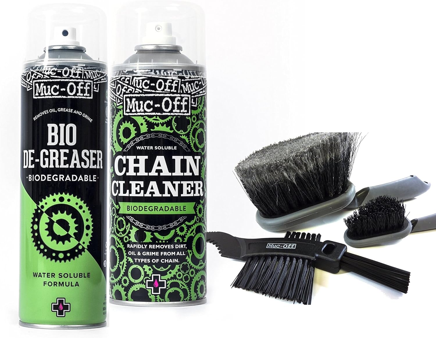 Muc-Off Chain Cleaner, Bio Degreaser and Premium Brush Set (3 Pc ...