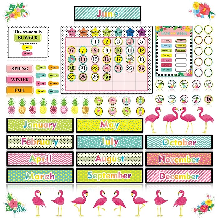 Buy 114 Pcs Simply Boho Stylish Tropical Calendar Bulletin Board Set ...