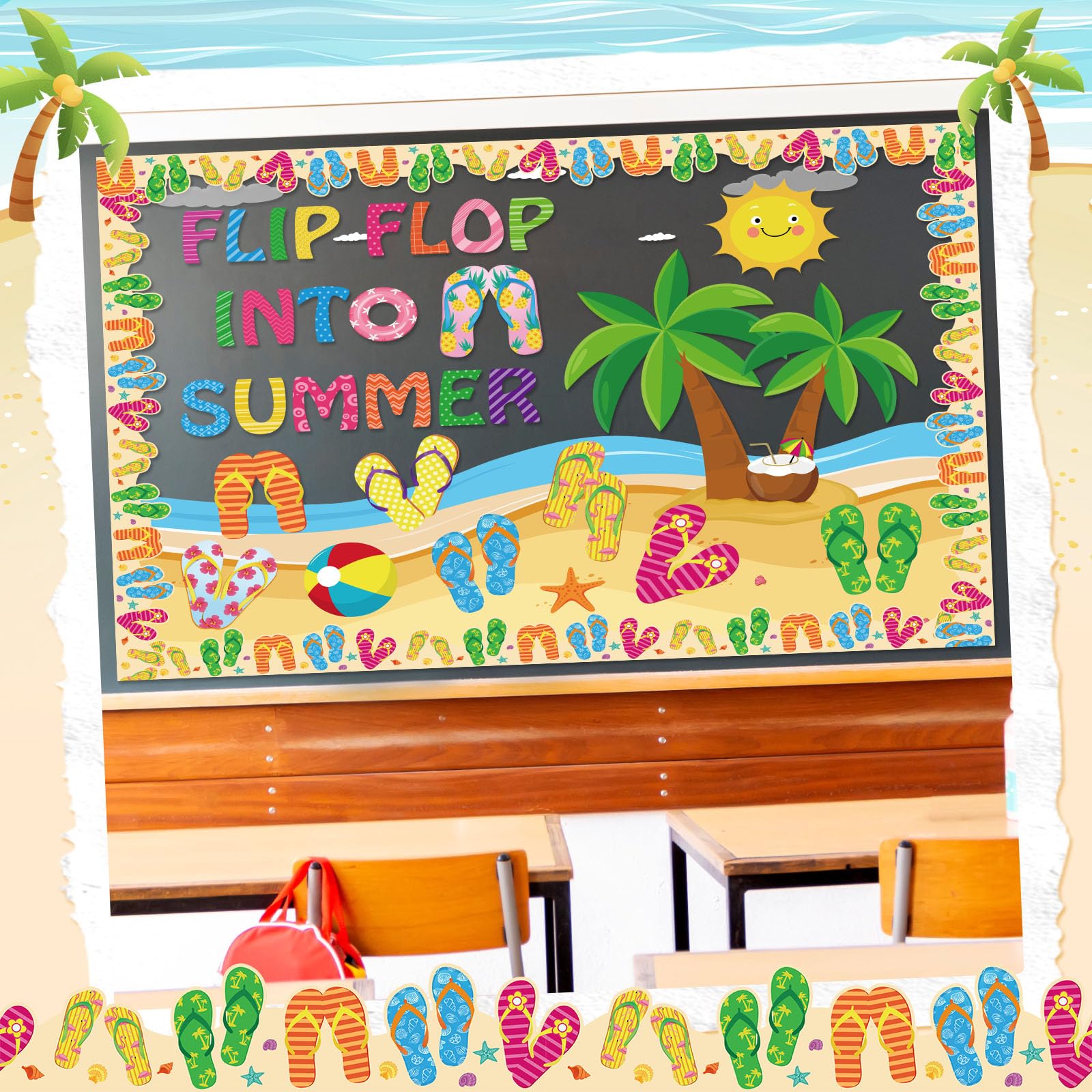 Snapklik.com : Pasimy Summer Bulletin Board Decorations Set Beach ...