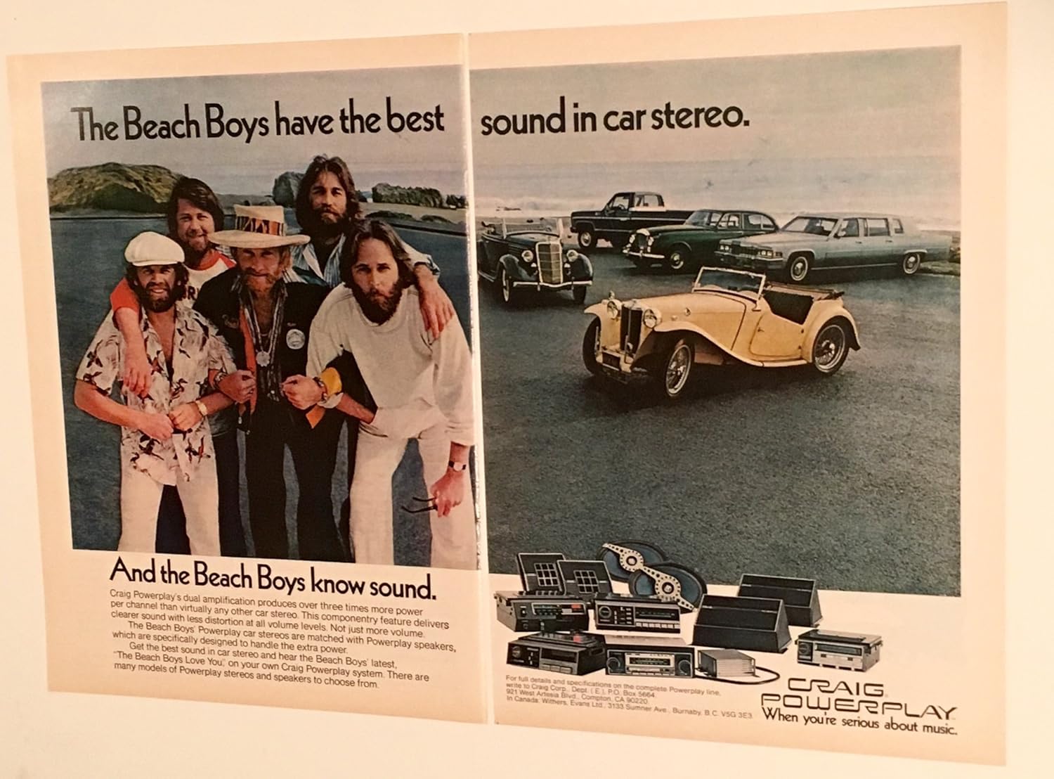 Amazon.com: Beach Boys 1977 Craig Powerplay Stereo Two Page Magazine ...