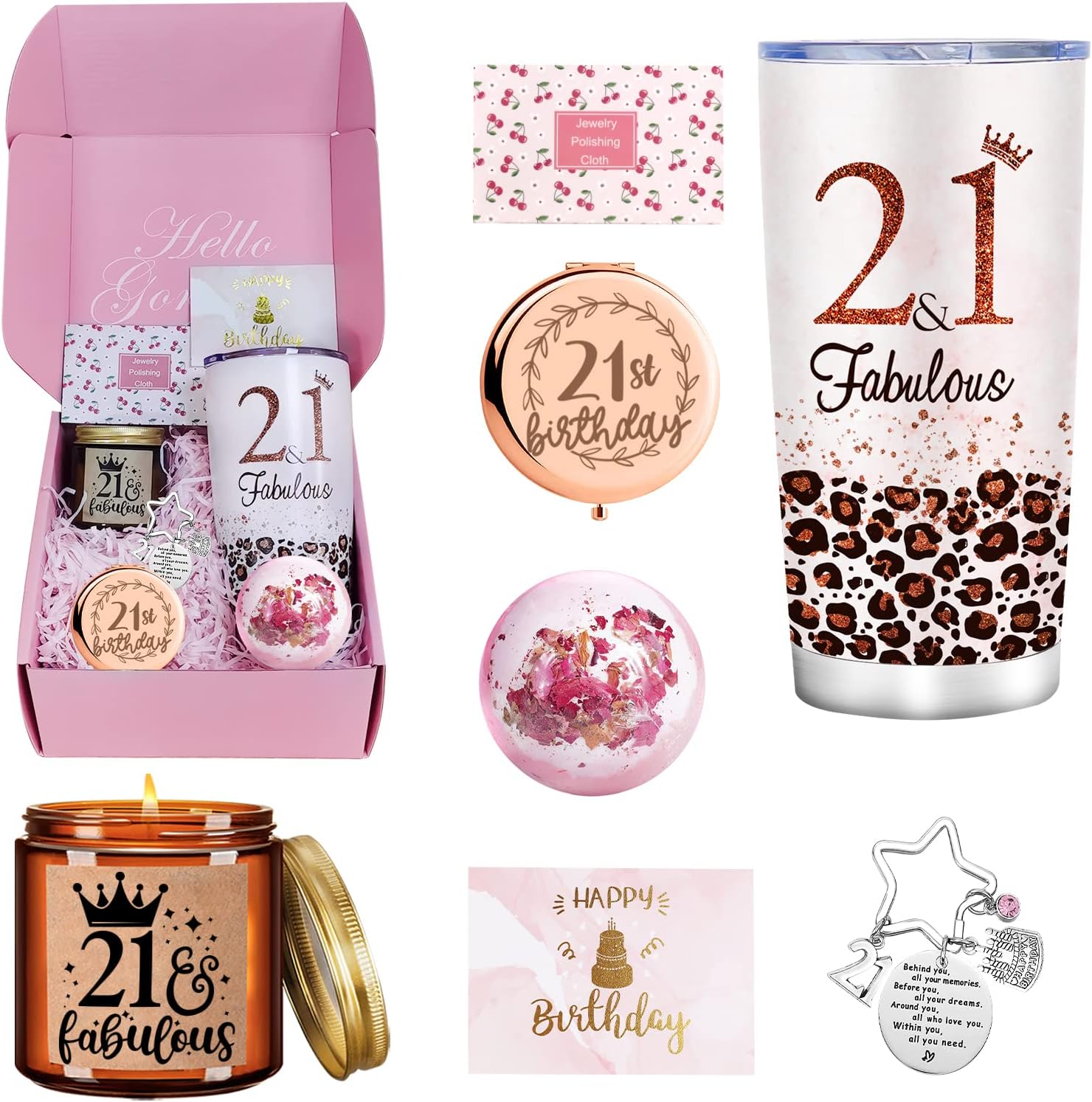 Amazon.com: Yungyan 9 Pcs 21st Birthday Gifts for Her Bday Gift Basket ...
