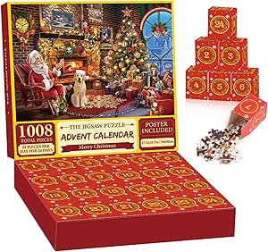 Amazon.com: Christmas Advent Calendar Jigsaw Puzzle 1008 Piece, 2024 Holiday Advent Calendar, 24 ...