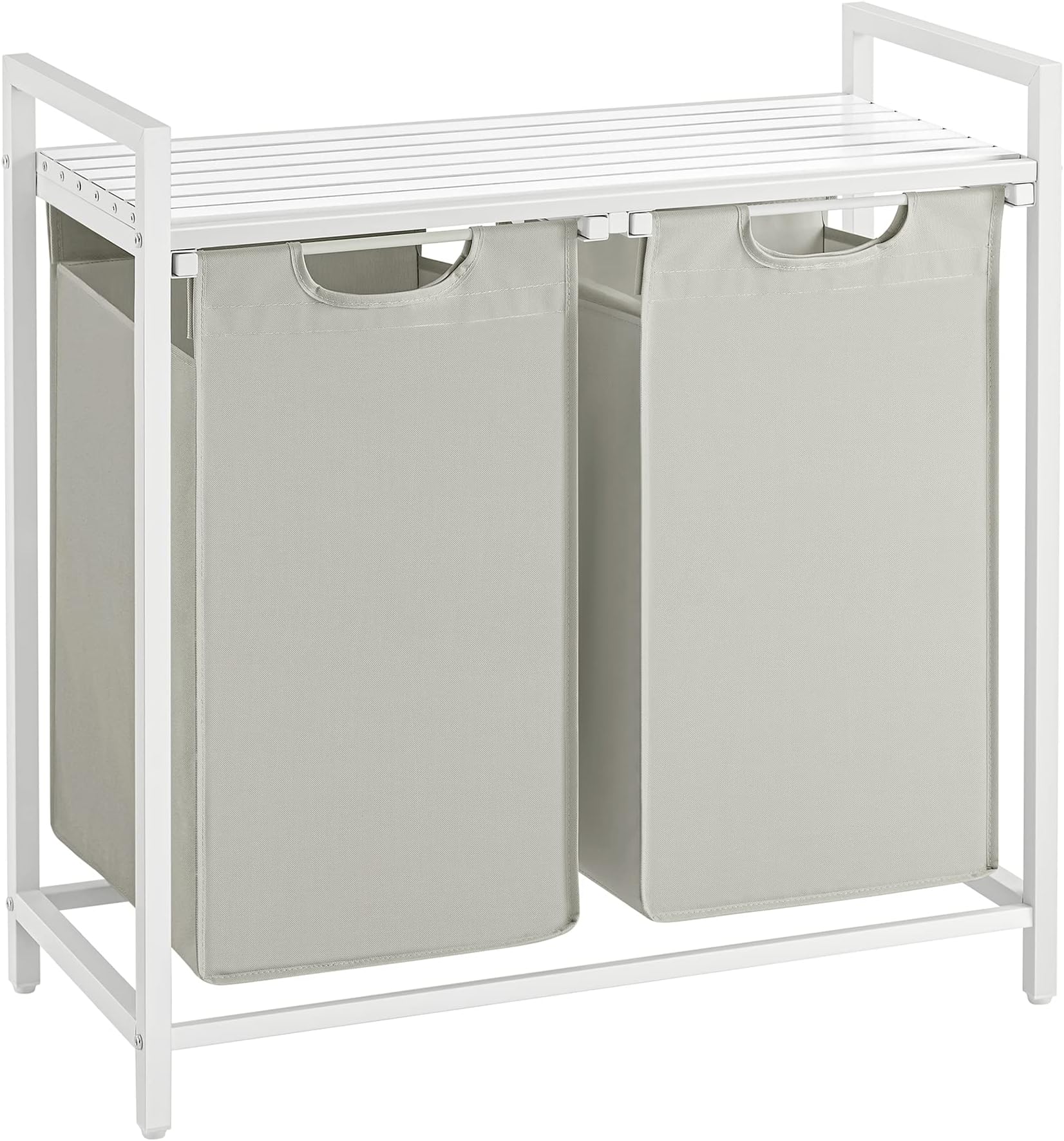 Amazon.com: Daimix Double Laundry Hamper with Shelf, Wood Laundry ...